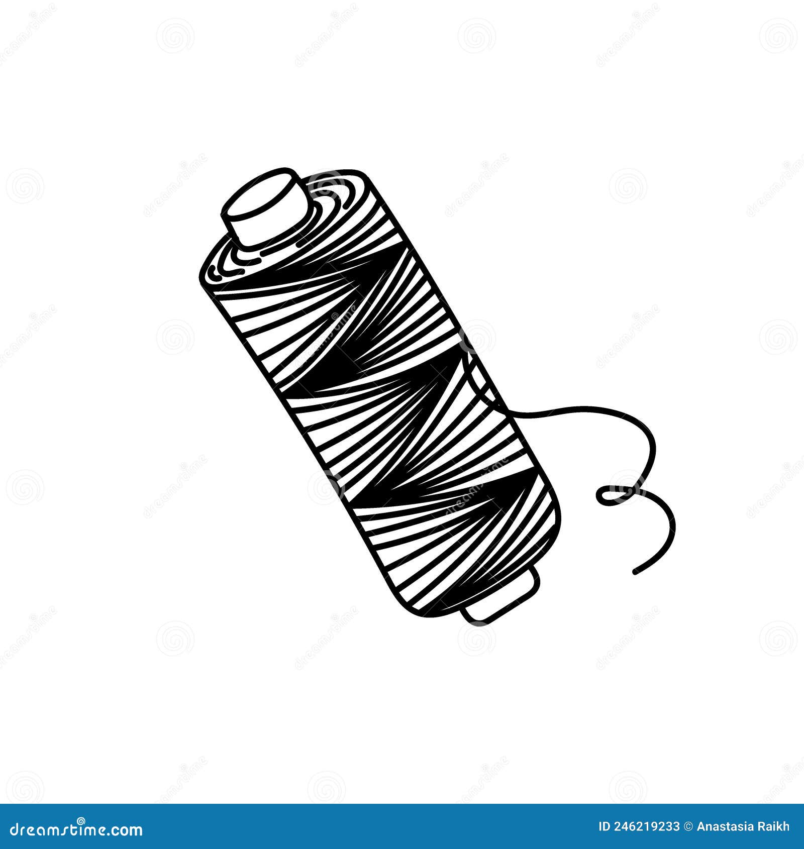 Sewing Thread, a Hand-drawn Sketch Style Doodle. Cross Winding Thread ...