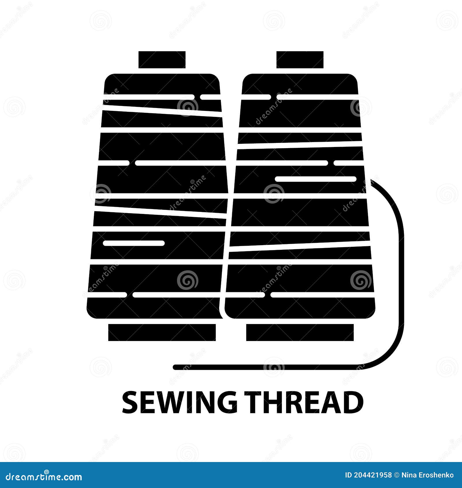 Sewing Thread Icon, Black Vector Sign with Editable Strokes, Concept ...