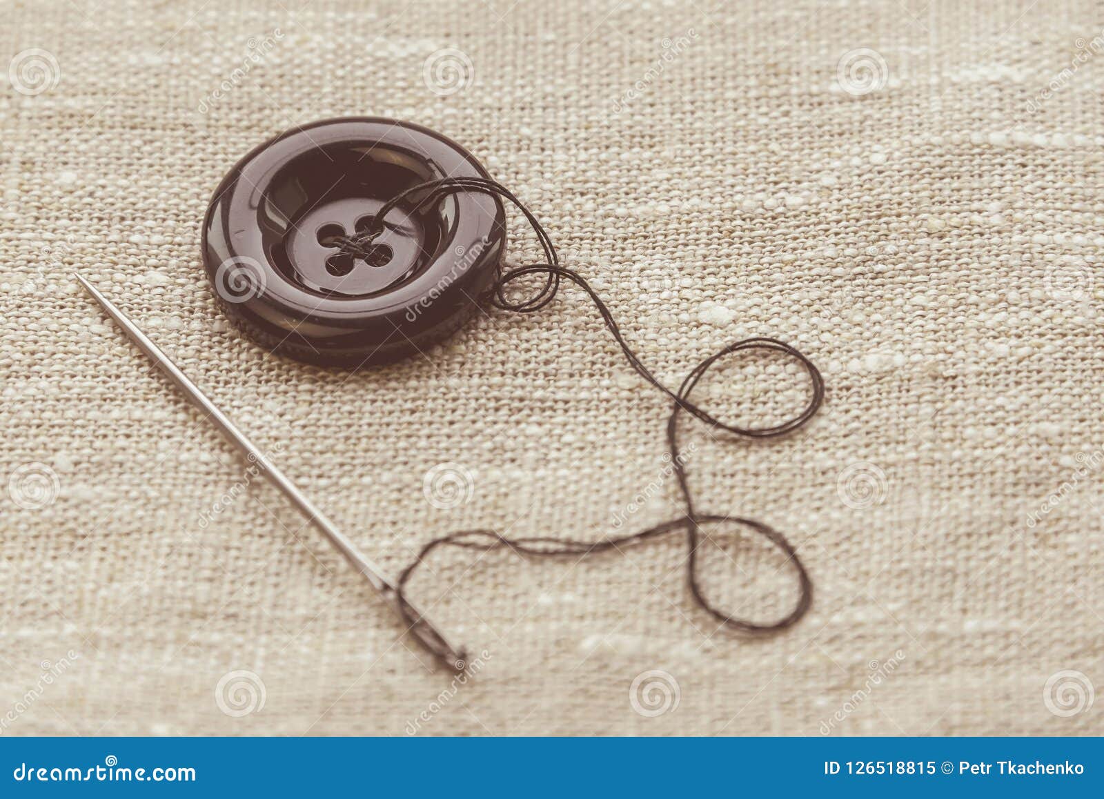 Sewing Thread and for Knitting the Gray Thread and the Needle and the ...