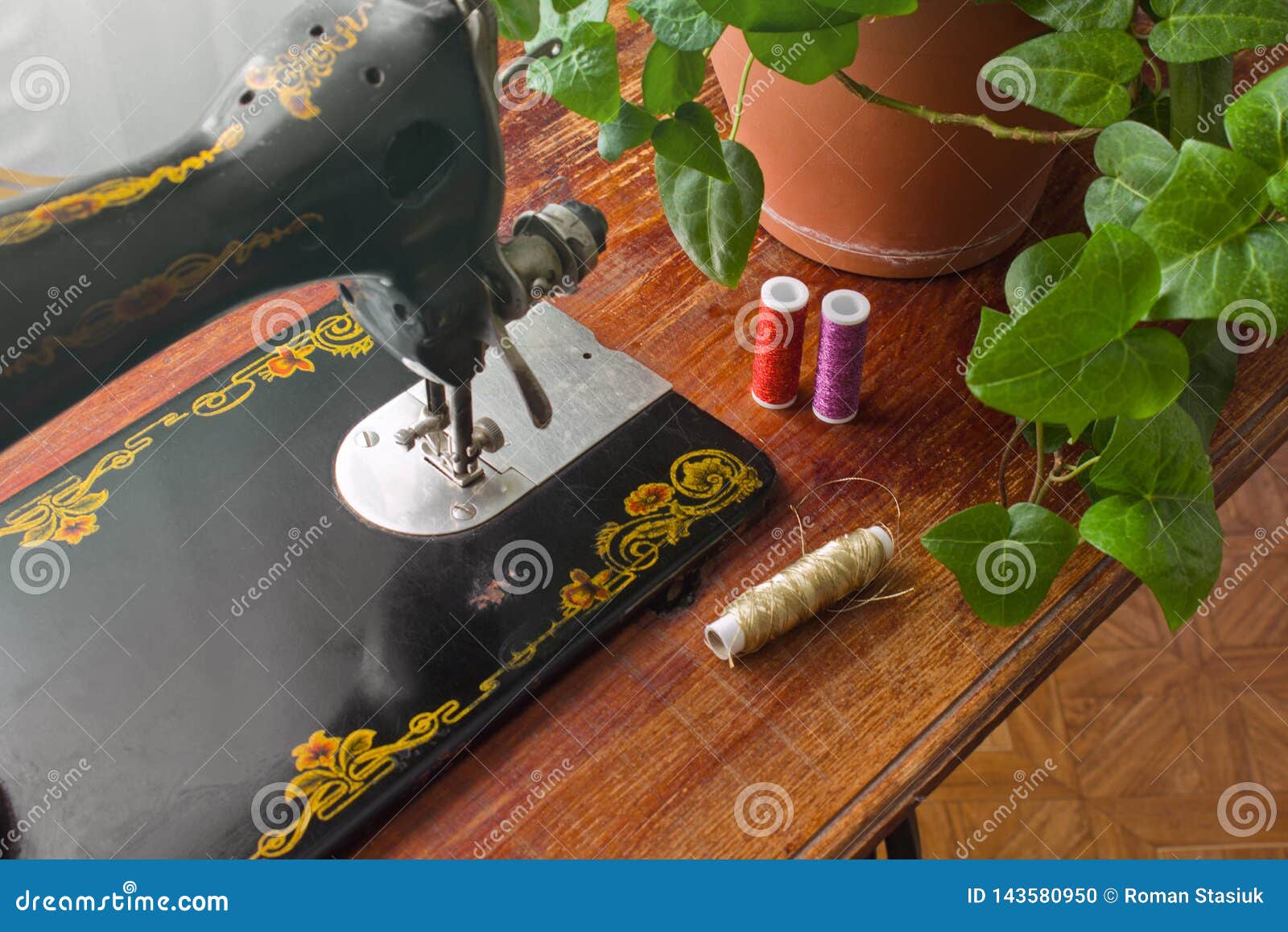 Sewing Thread on Sewing Machine Stock Photo - Image of machine ...
