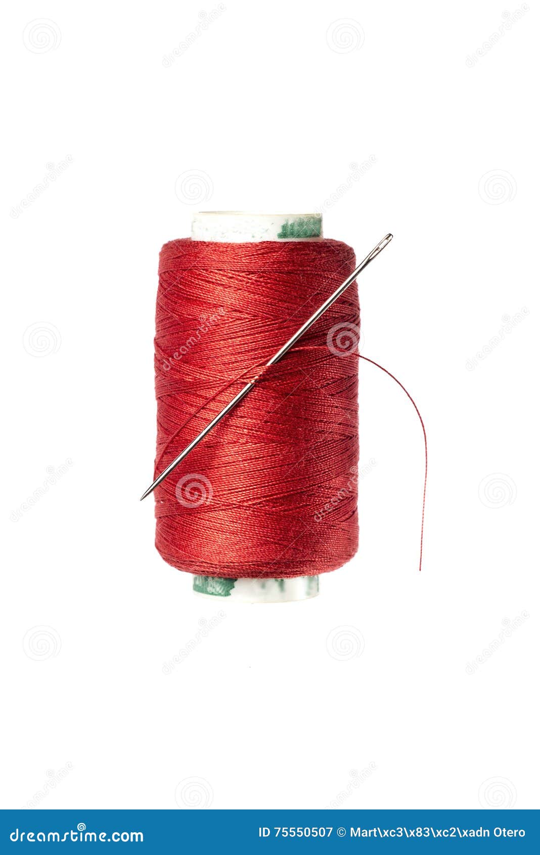 Sewing Thread Red with a Needle Stock Image - Image of material ...