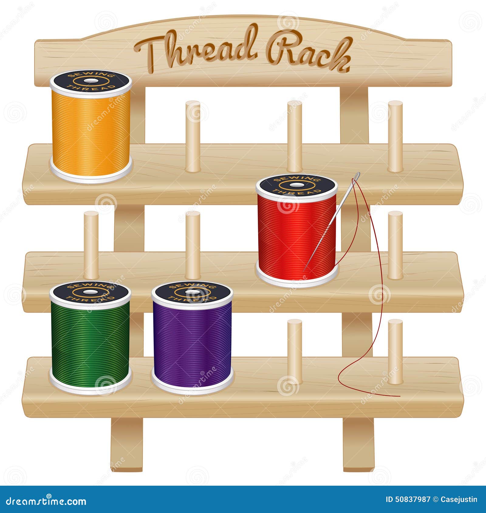 Sewing Thread Storage Wood Rack Stock Vector - Illustration of shelf ...