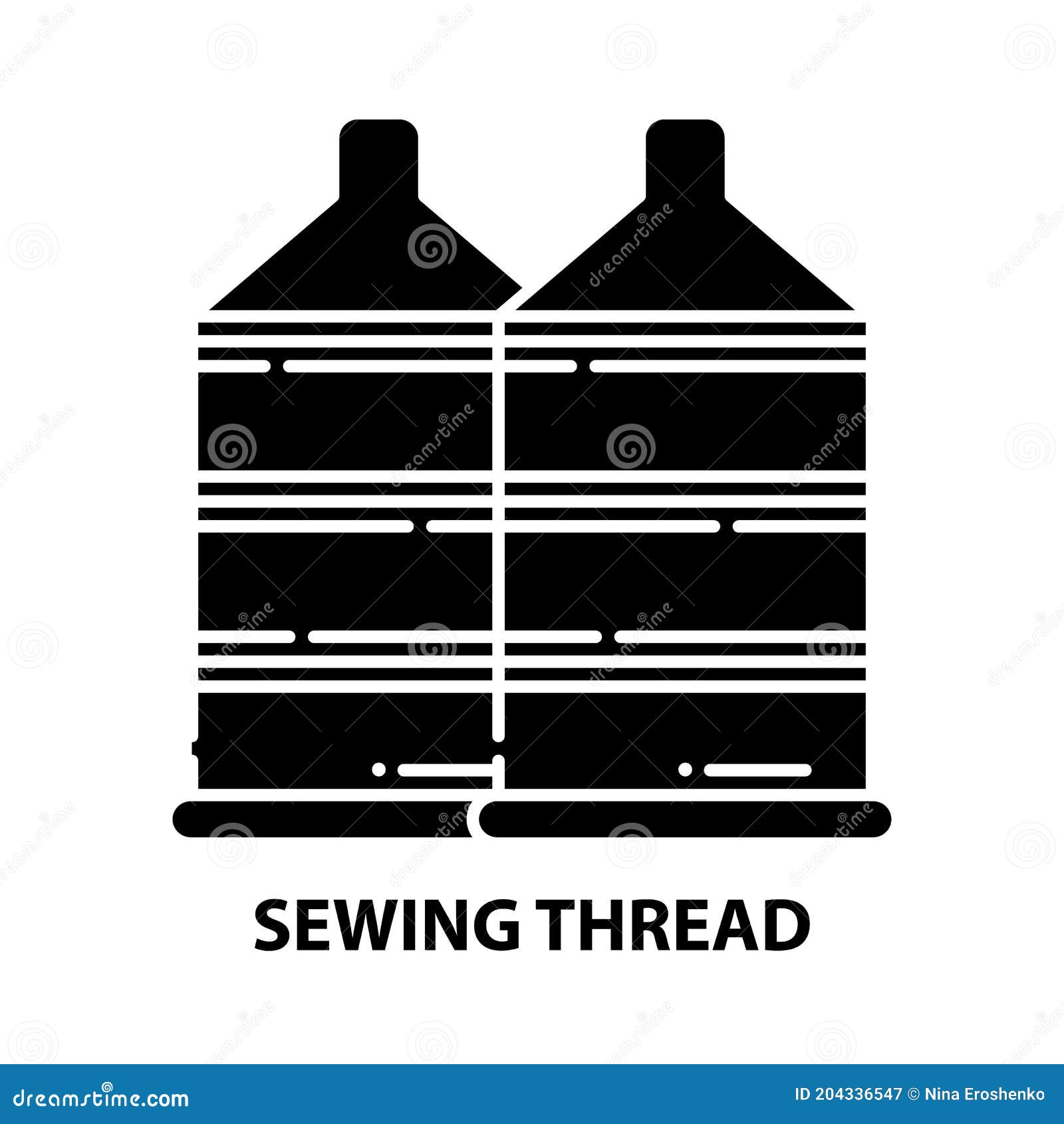 Sewing Thread Symbol Icon, Black Vector Sign with Editable Strokes ...