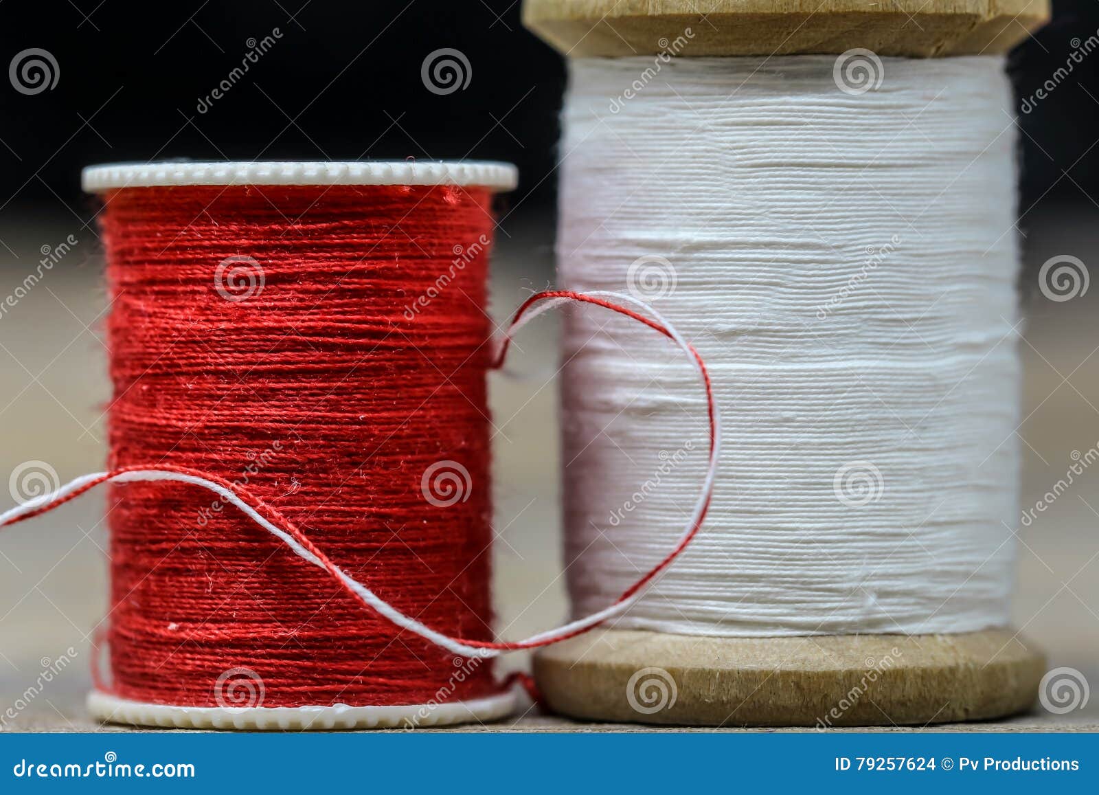 Sewing Thread White and Red Colors Stock Photo - Image of love ...