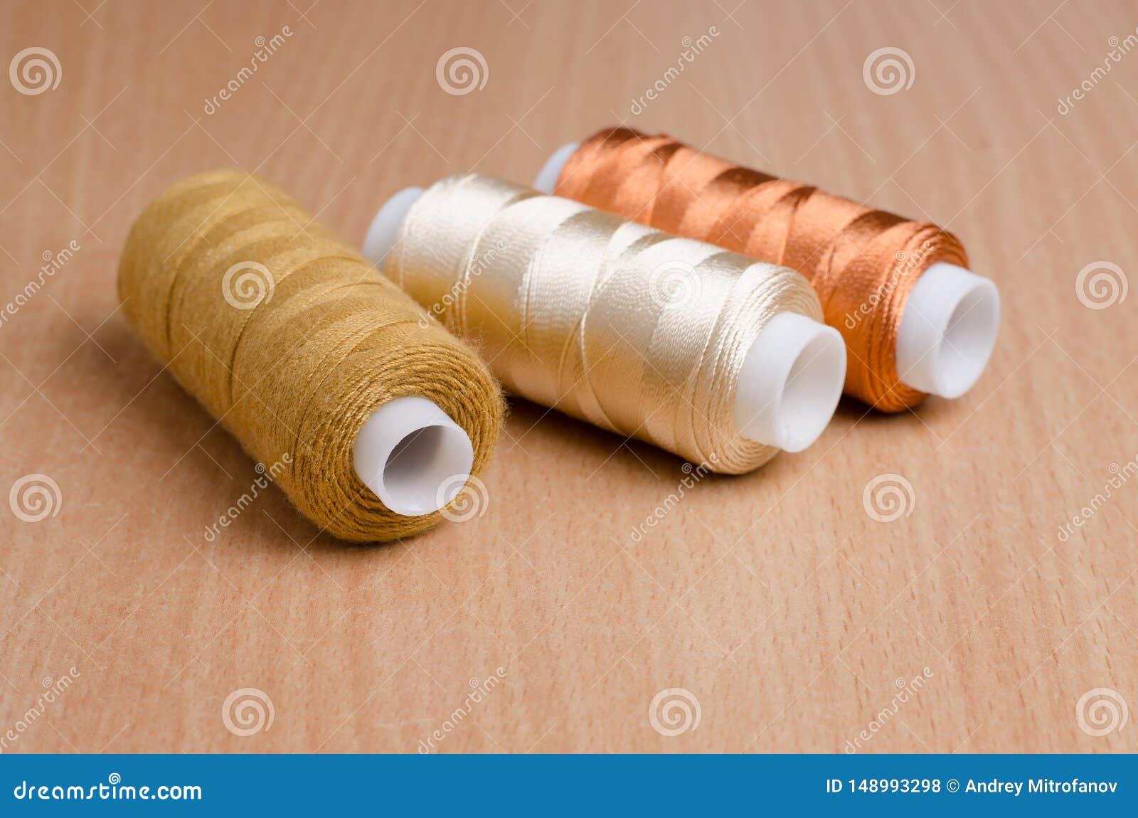 Sewing Thread on Wooden Table Stock Photo - Image of fashion ...