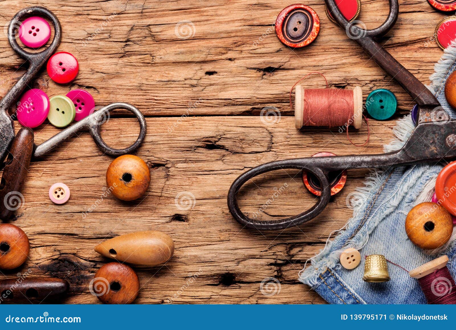Sewing Threads and Accessories Stock Image - Image of background ...