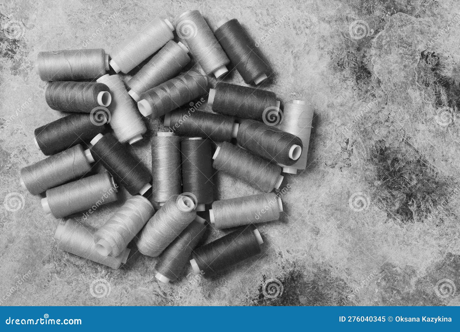 Sewing Threads on Bobbins. on a Black and White Background. Place for ...