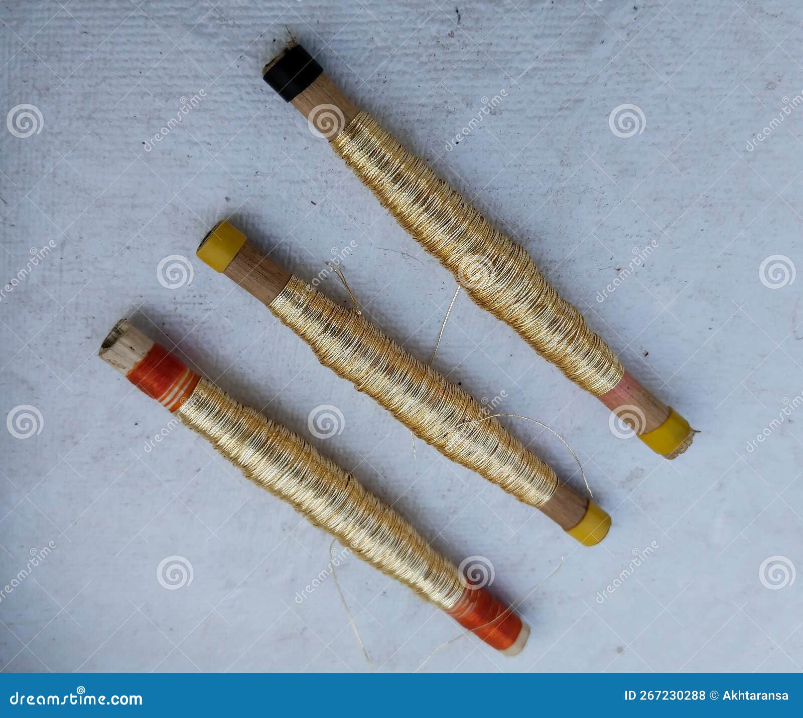 Sewing Threads Golden Color Closeup Stock Photo - Image of arrangement ...