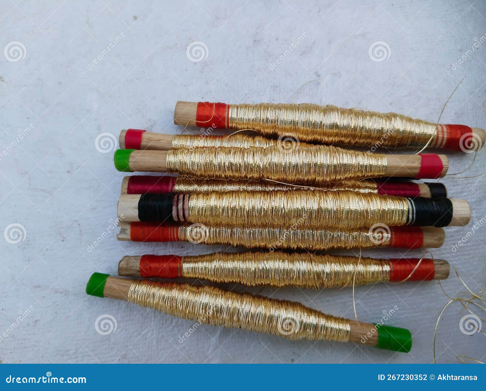 Sewing Threads Golden Color Closeup Stock Photo - Image of muga, silky ...
