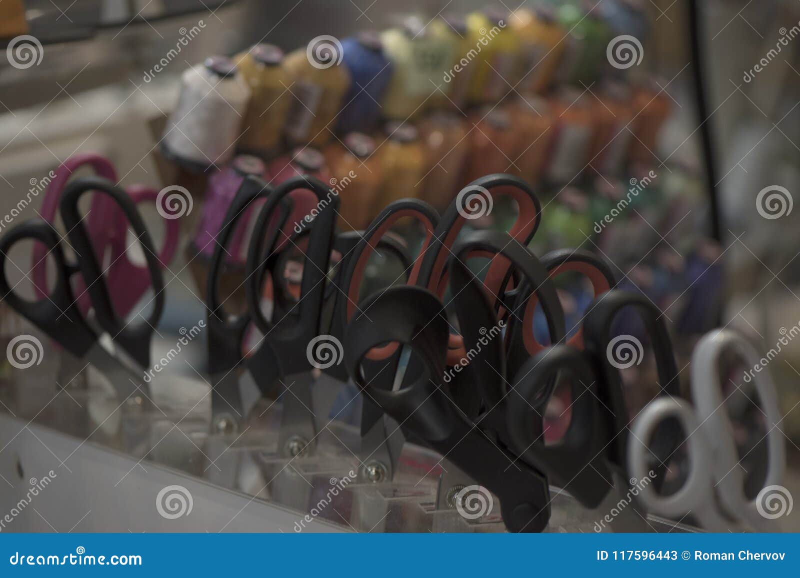 Scissors Stand In Upright Bolt Of Colorful Fabric Royalty-Free Stock ...