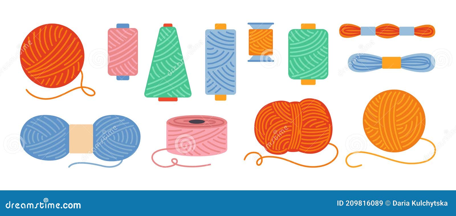 Sewing Threads Yarn Cartoon Set Spool Wool Vector Stock Vector ...