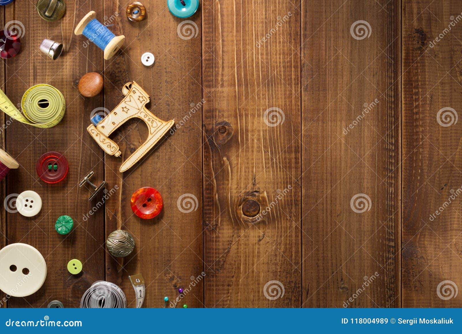 Sewing Tools and Accessories on Wood Stock Image - Image of sewing ...