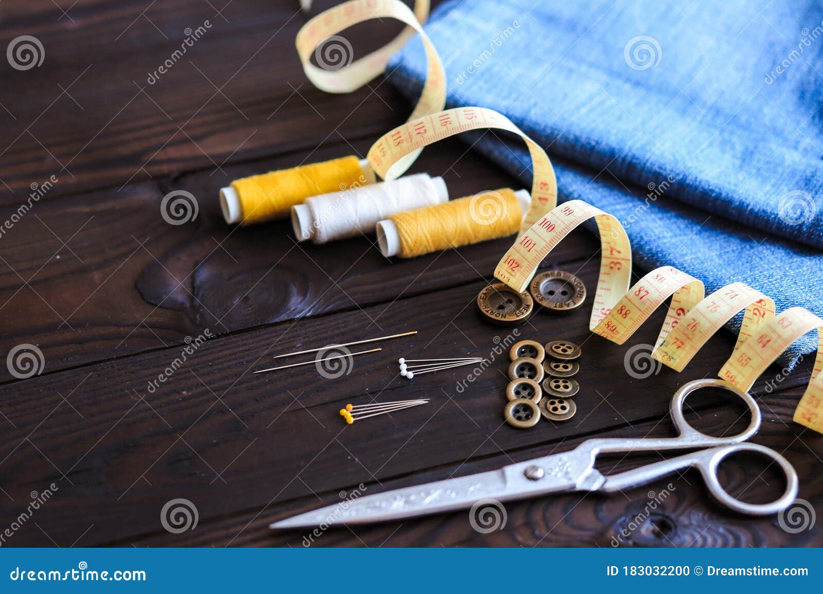 Tools and Materials for Sewing Stock Photo - Image of color, thread ...