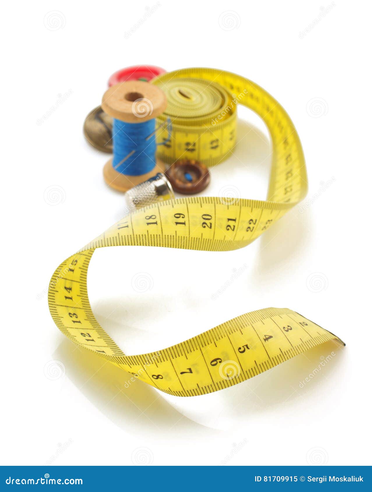 Sewing Tools and Measuring Tape on White Stock Image - Image of ...