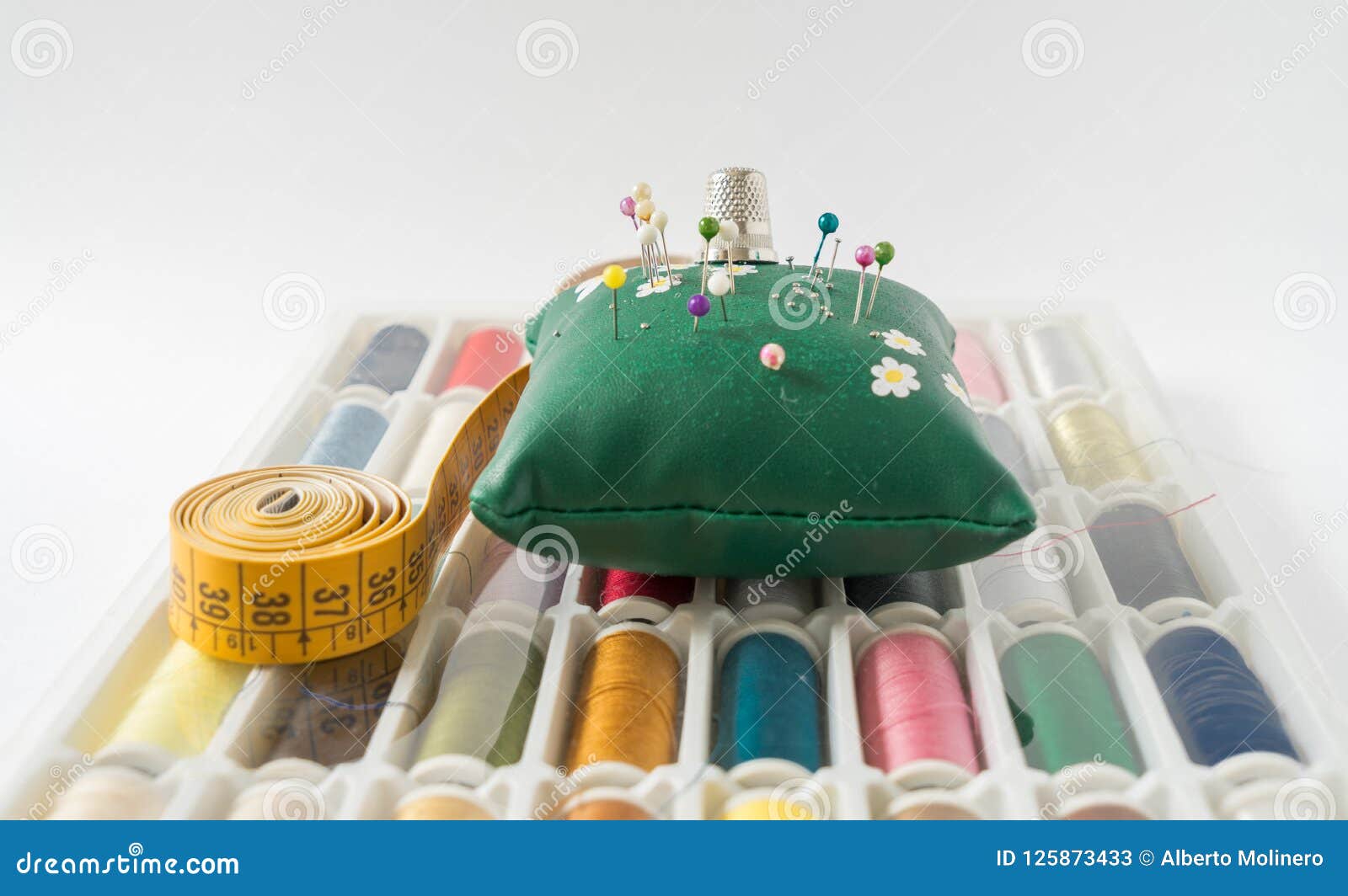 Sewing Tools and Threads of Many Colors Stock Image - Image of puts ...