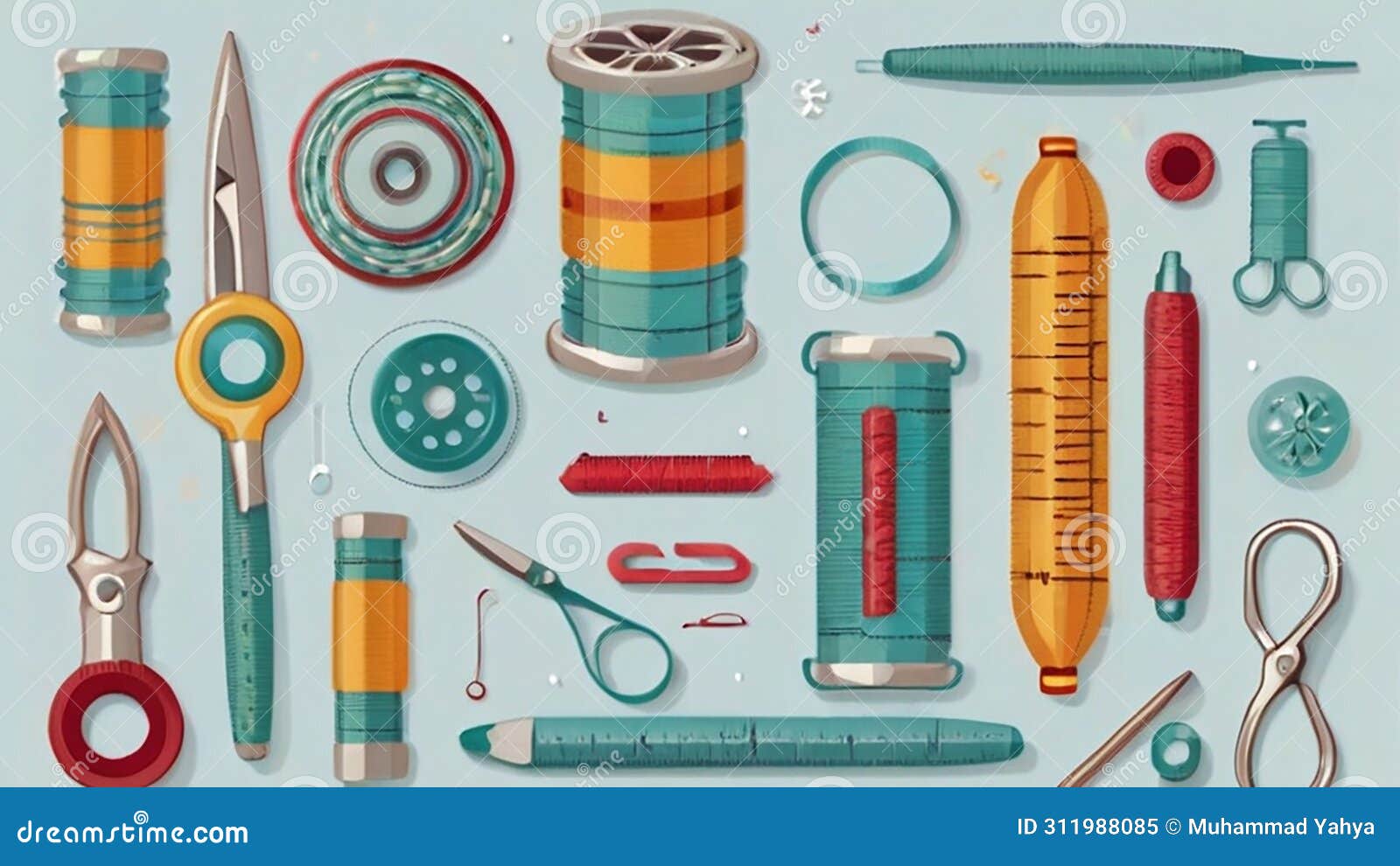 Sewing Tools Theme Abstract Background Pattern Stock Illustration ...