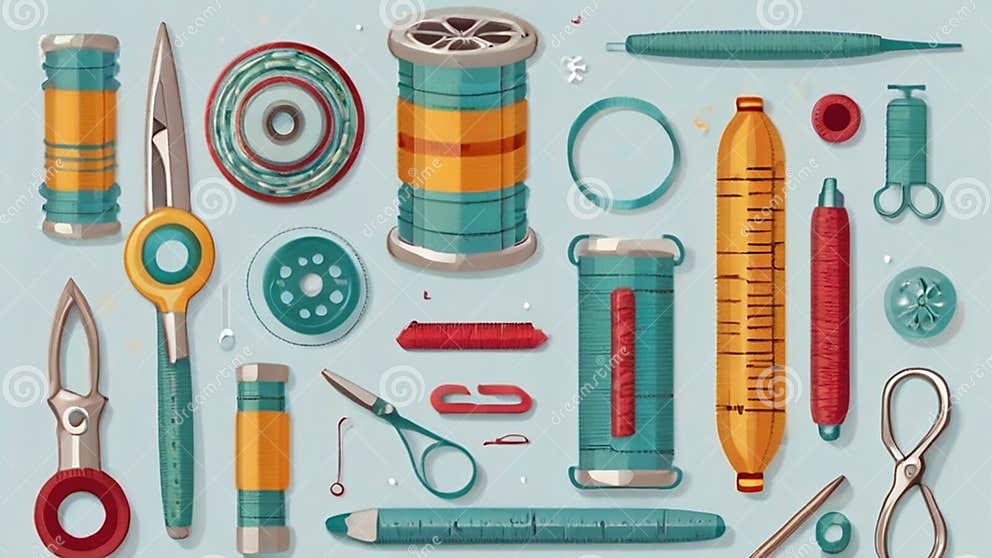 Sewing Tools Theme Abstract Background Pattern Stock Illustration ...