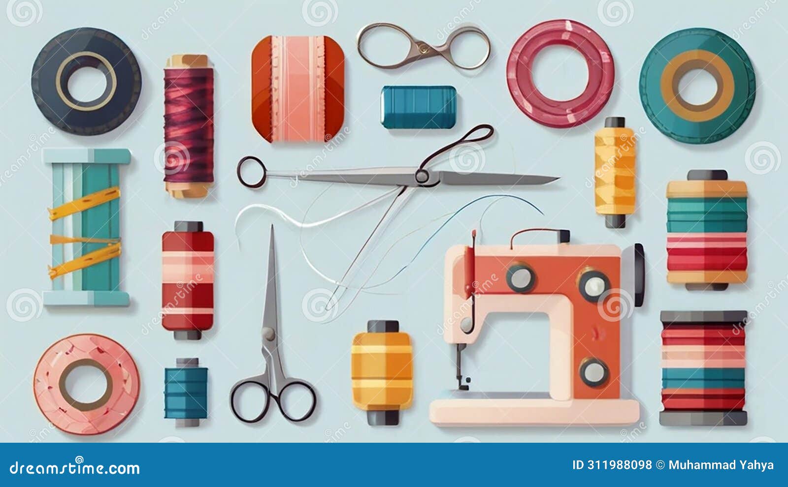 Sewing Tools Theme Abstract Background Pattern Stock Illustration ...