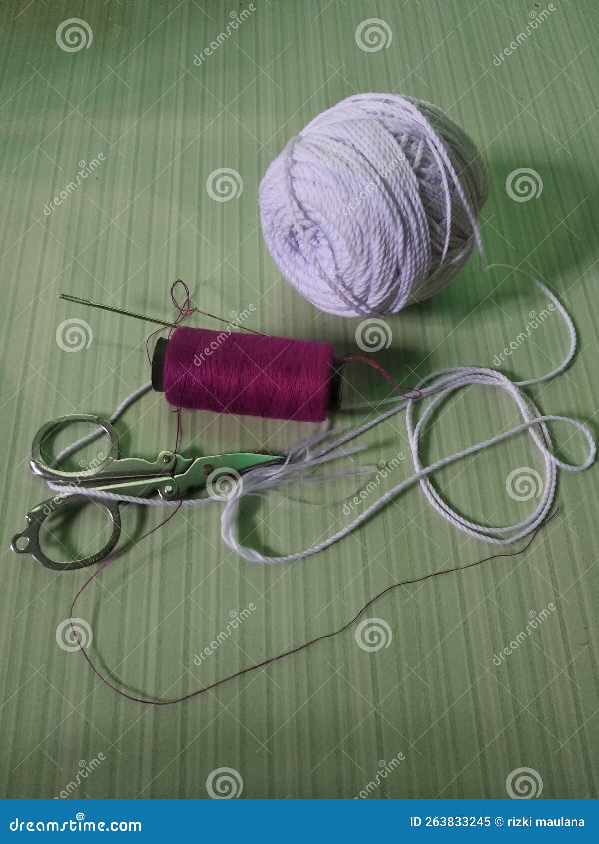 Sewing Tools, Thread, Scissors and Needles Stock Image - Image of ...