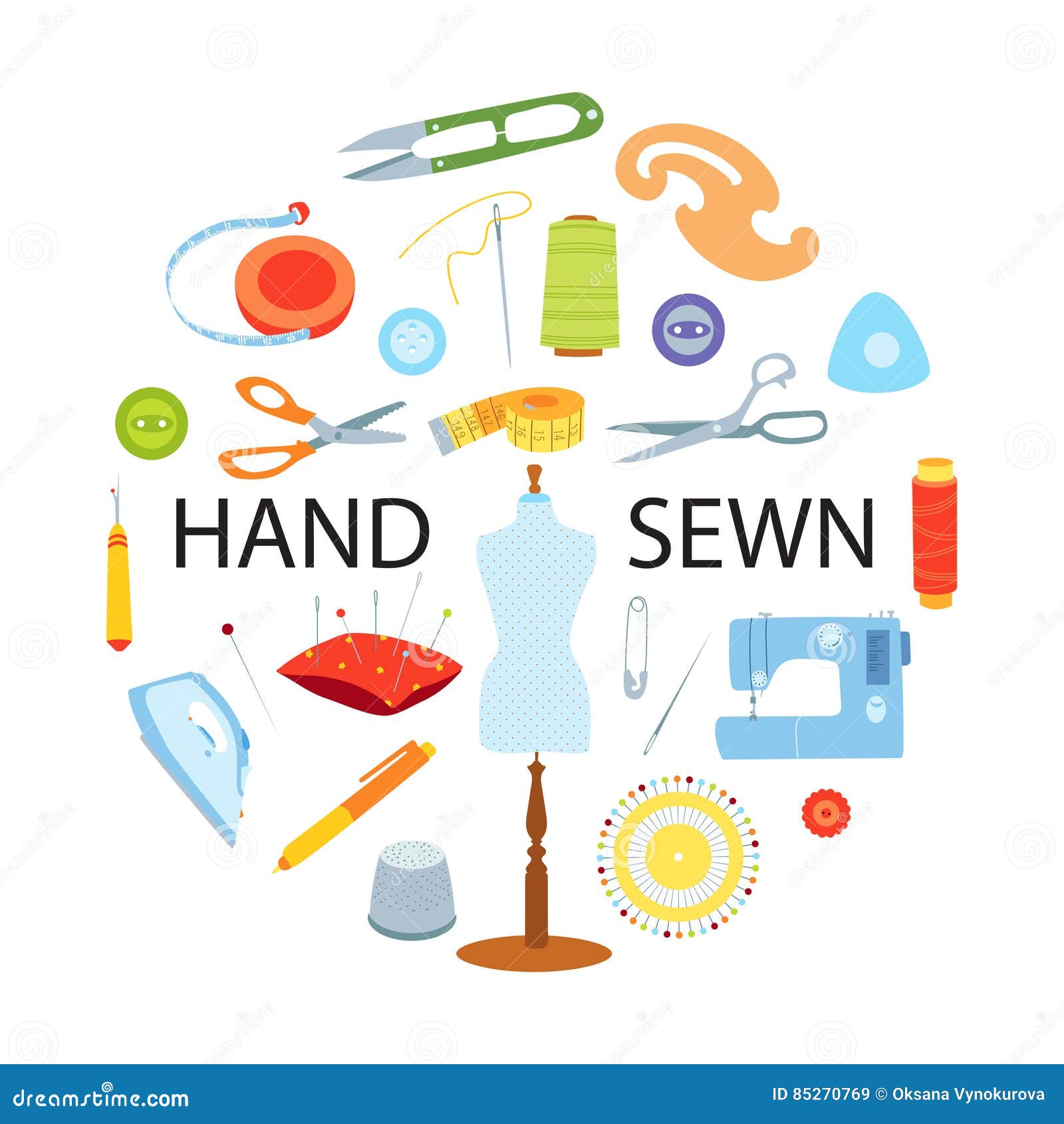Sewing Tools Vector Concept Stock Vector - Illustration of handmade ...