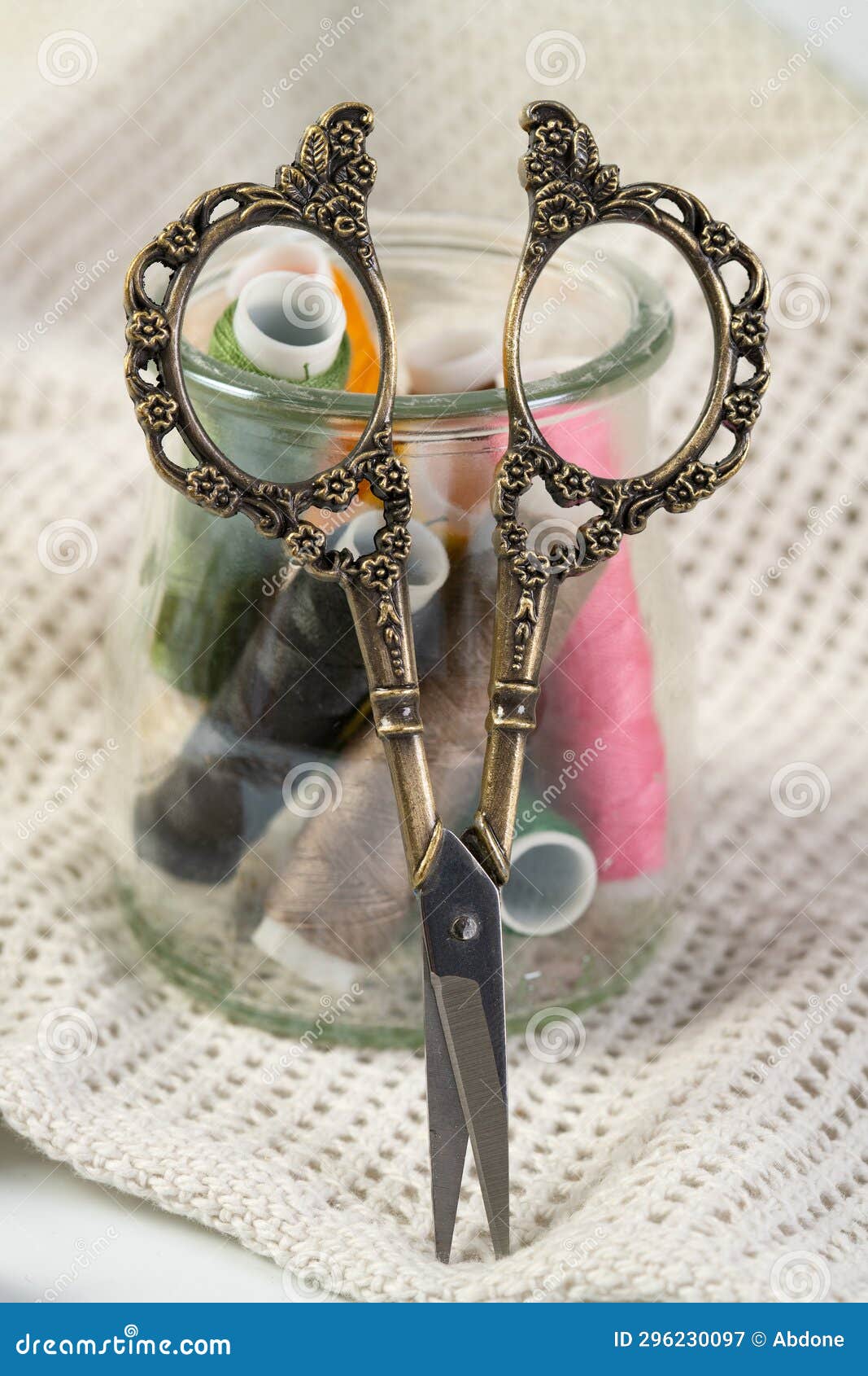 Sewing Accessories , Scissors and Threads Stock Image - Image of hand ...