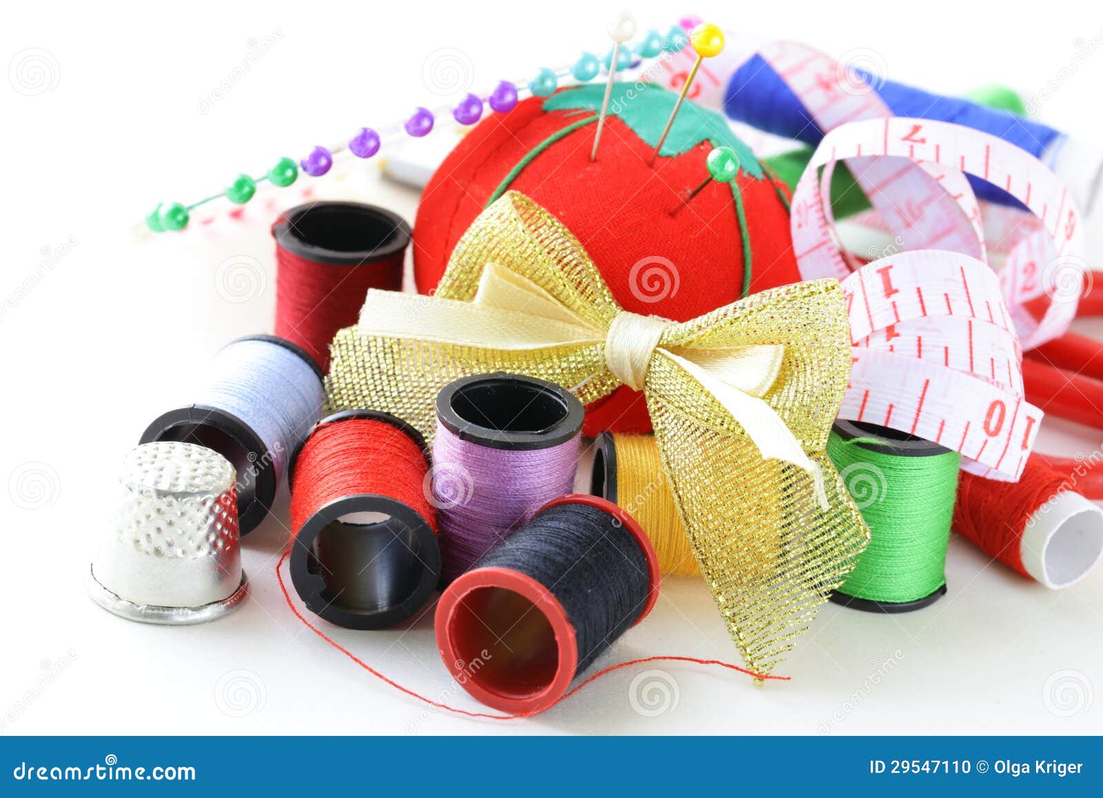 Sewing Utensils - Coils Colored Threads Stock Photo - Image of wood ...