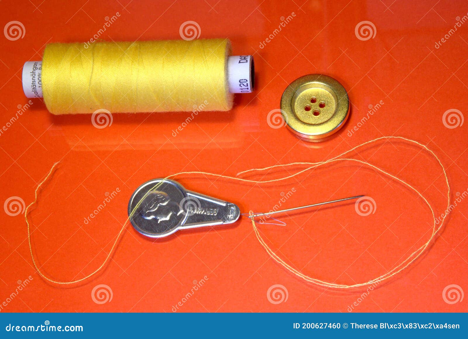 Sewing Utensils on an Orange Background Stock Photo - Image of ...