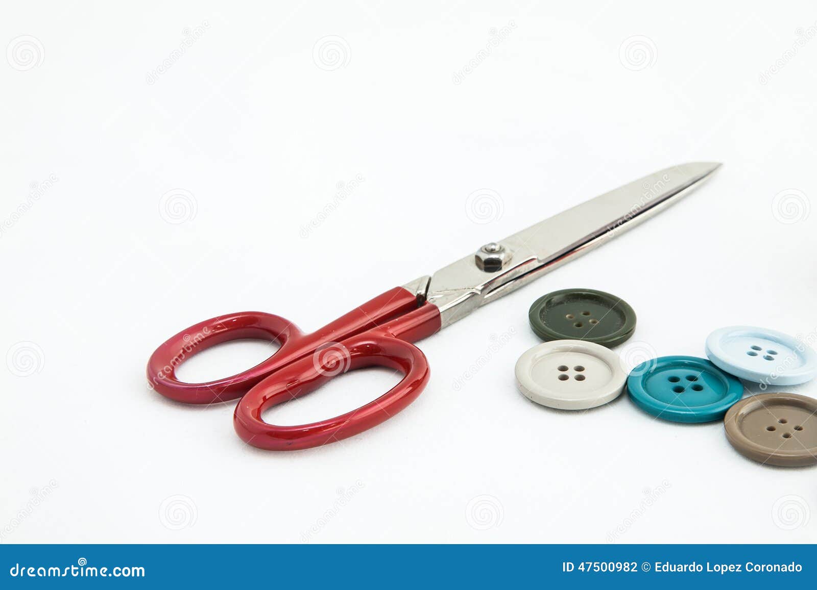 Sewing Utensils, Scissors, Thread, Buttons Isolated on White Background ...