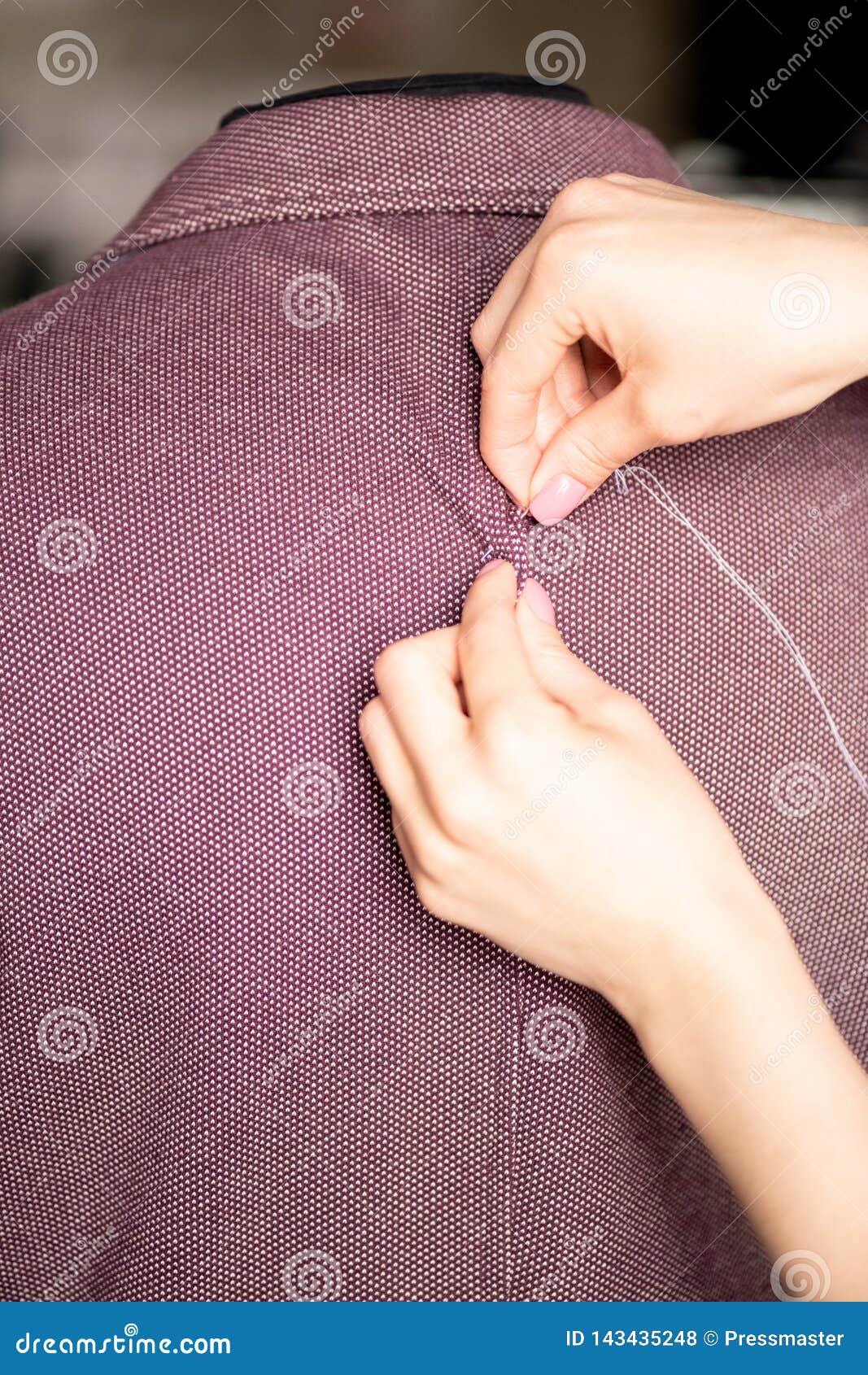 Sewing work stock photo. Image of small, human, back - 143435248