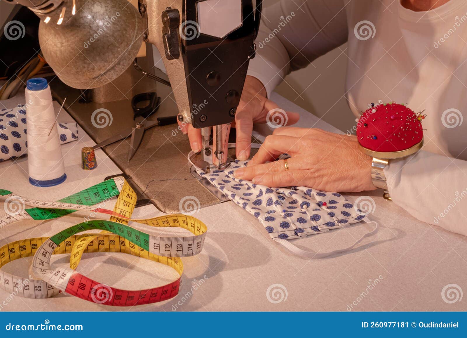 Sewing Work with a Professional Sewing Machine. Stock Image - Image of ...