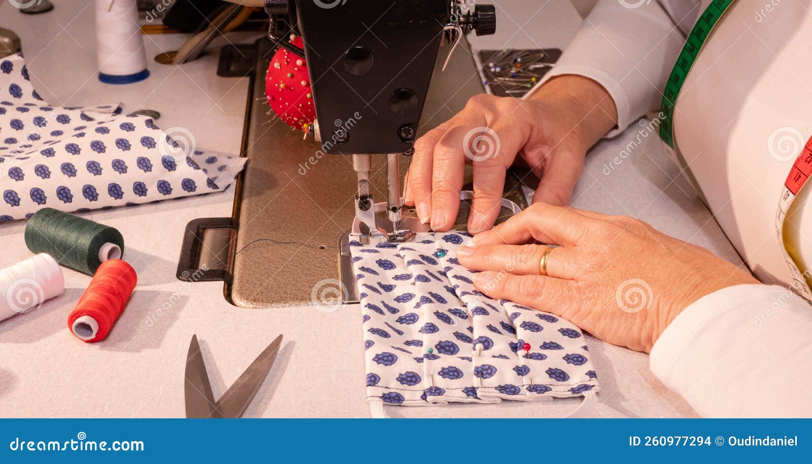 Sewing Work with a Professional Sewing Machine. Stock Photo - Image of ...