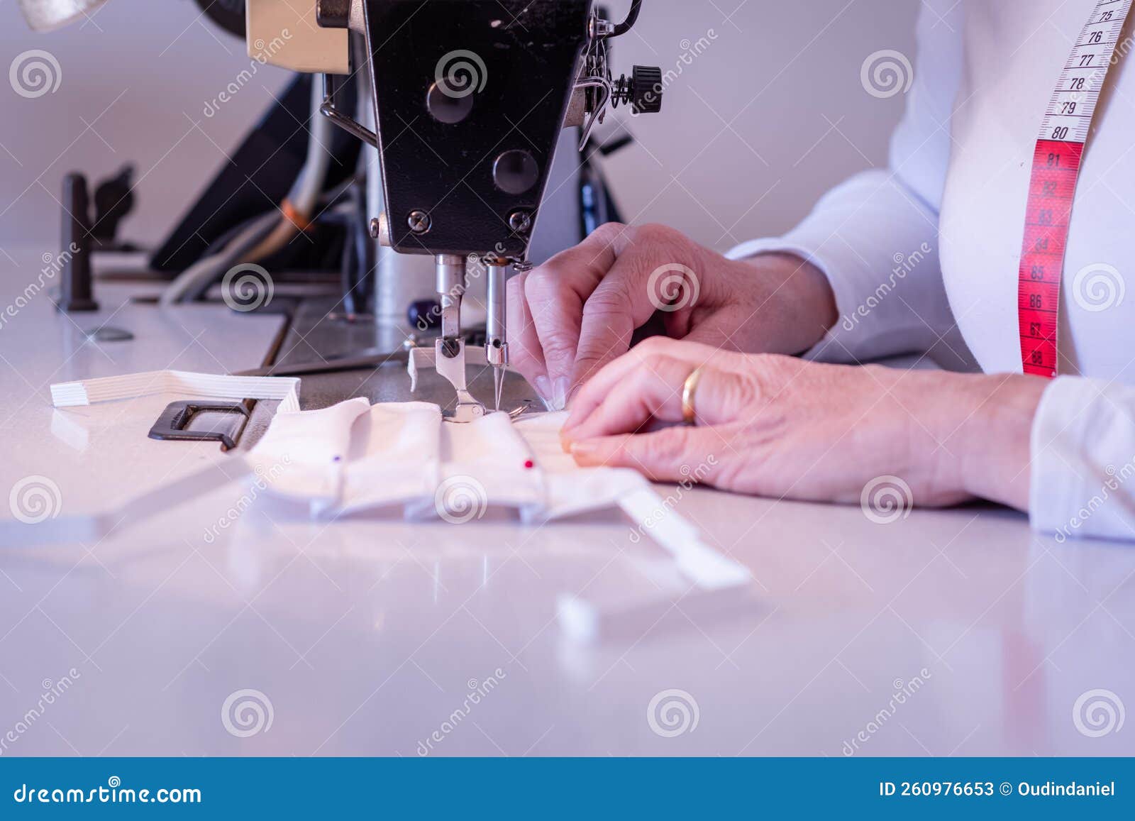 Sewing Work with a Professional Sewing Machine. Stock Image - Image of ...