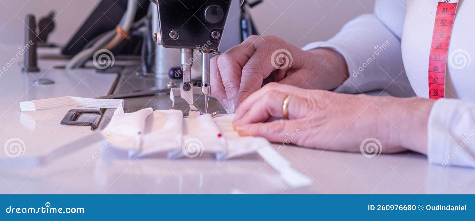 Sewing Work with a Professional Sewing Machine. Stock Photo - Image of ...