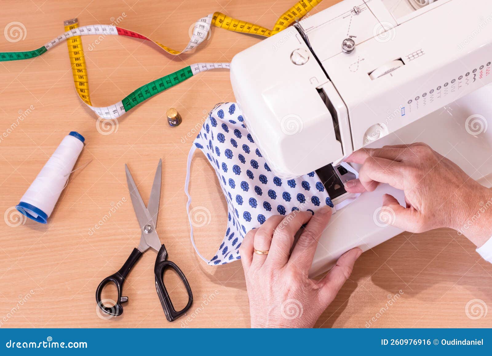 Sewing Work with a Professional Sewing Machine. Stock Photo - Image of ...