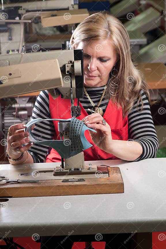 Sewing worker stock photo. Image of vertical, footwear - 18858126