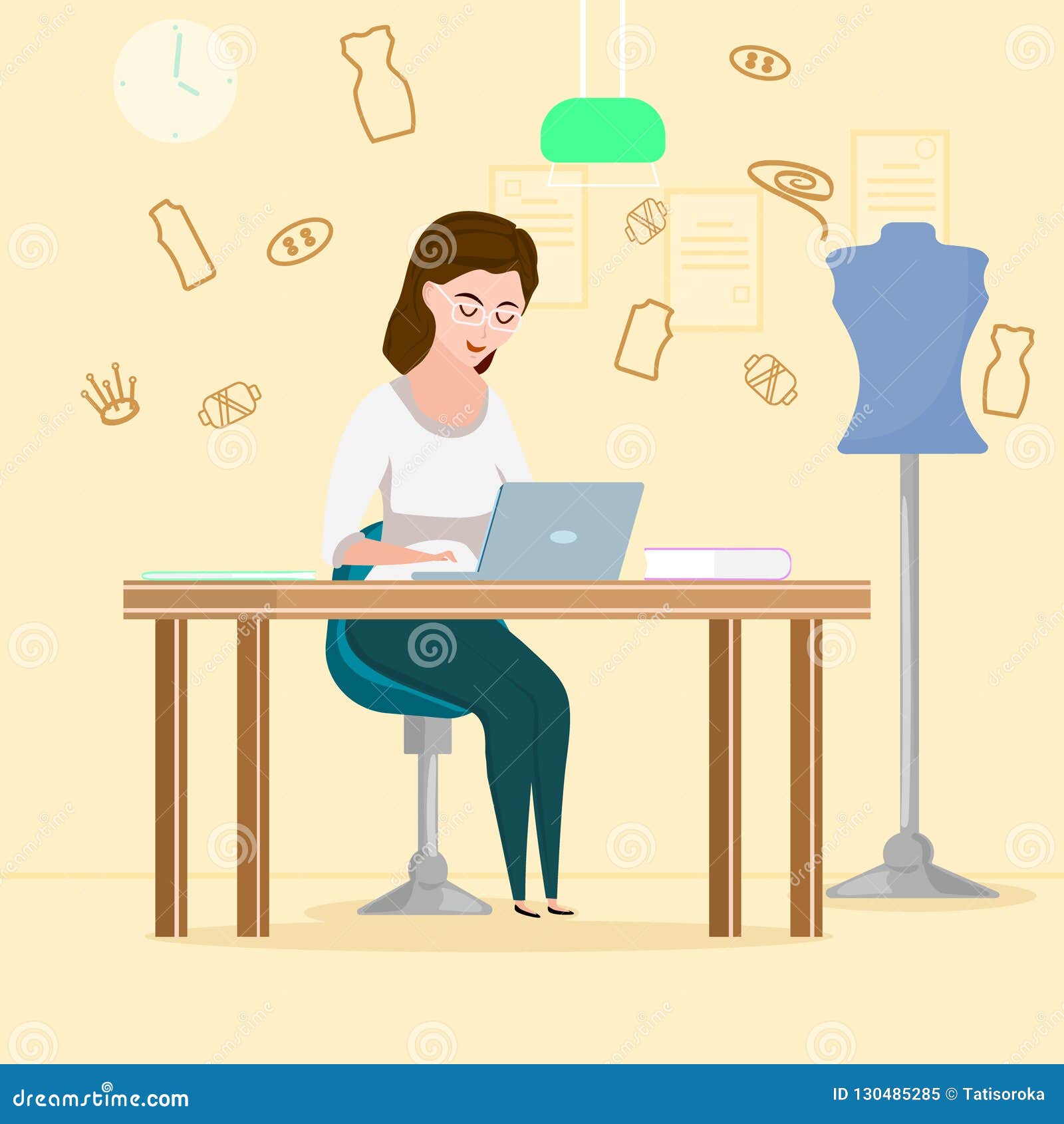 Sewing workshop stock vector. Illustration of clipart - 130485285