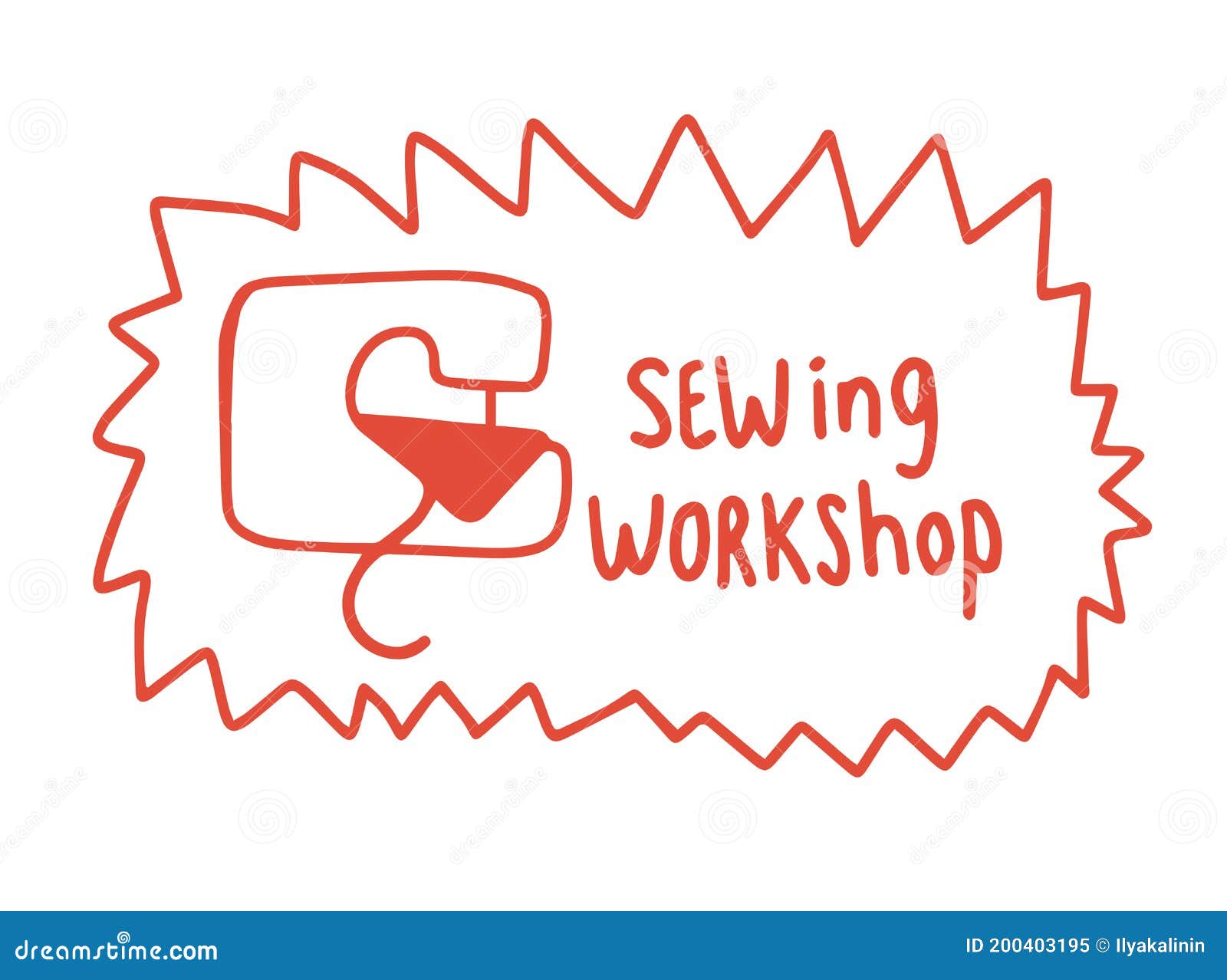 Sewing Workshop. Sewing Machine. Tailoring Courses. Hand Drawn Sketch ...