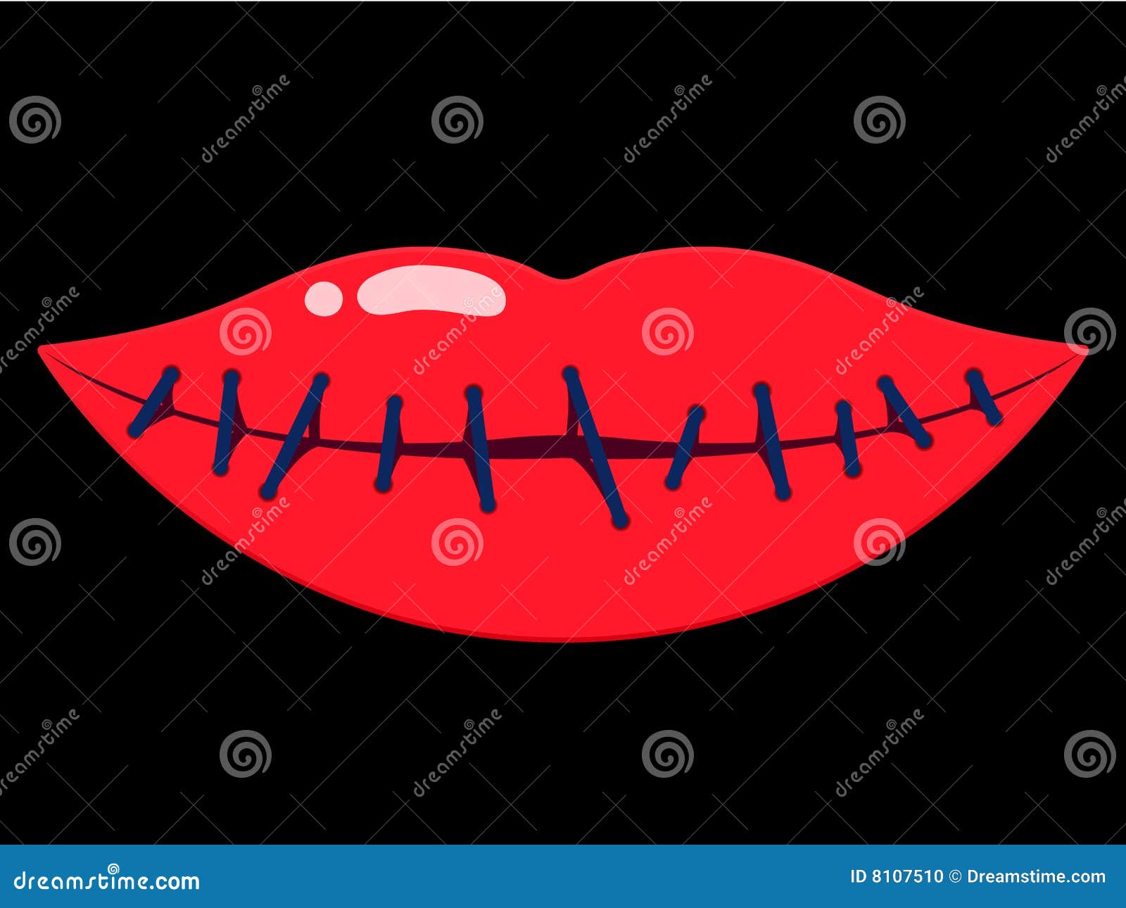 Sewn up female lips stock vector. Illustration of pictogram - 8107510