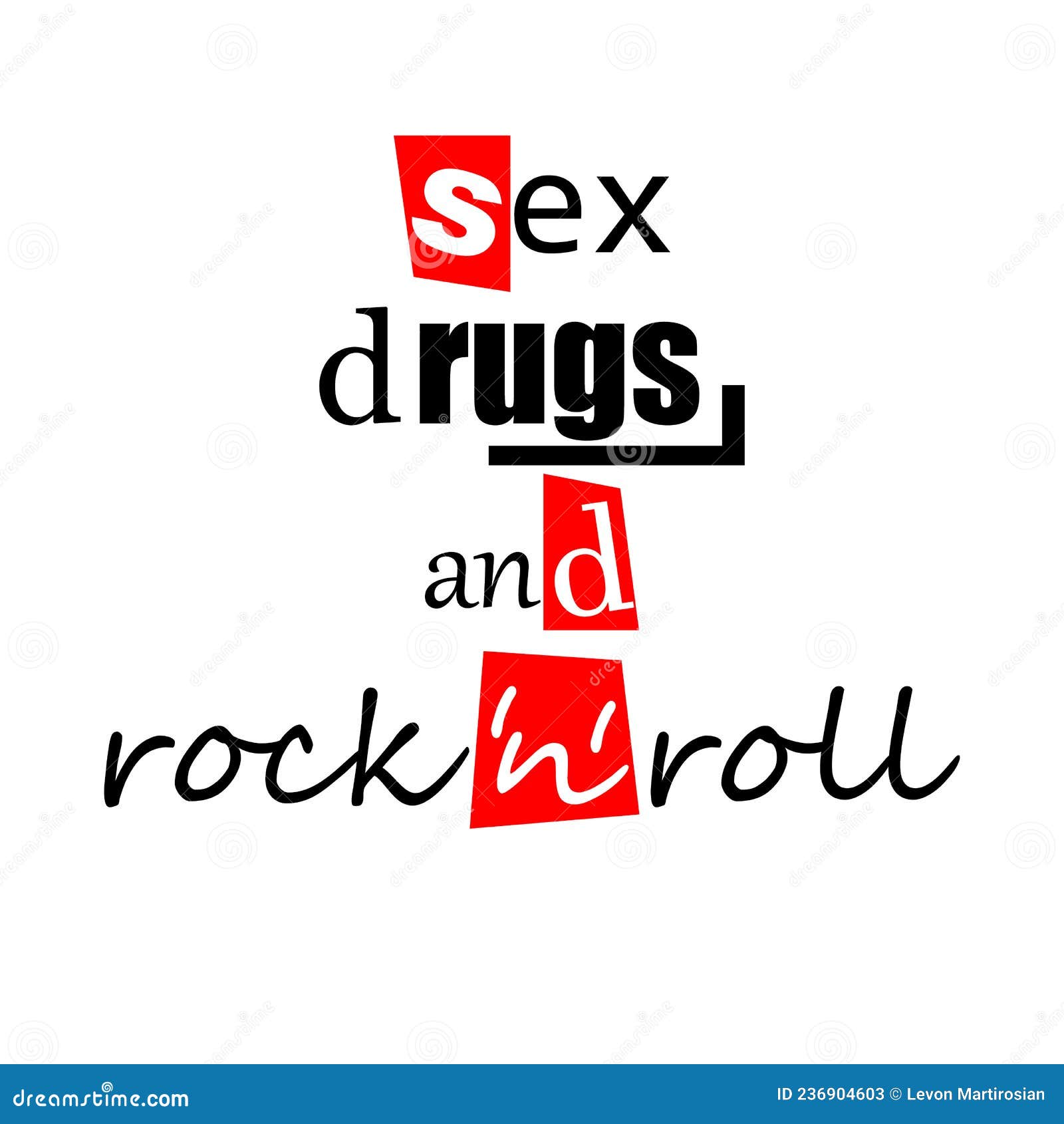 Sex Drugs And Rock N Roll Vector Art On A White Background Stock