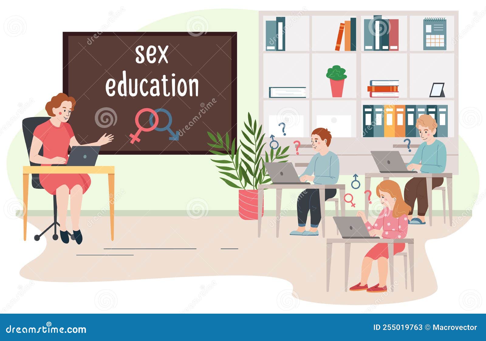 Sex Education Flat Background Stock Illustration Illustration Of Girl