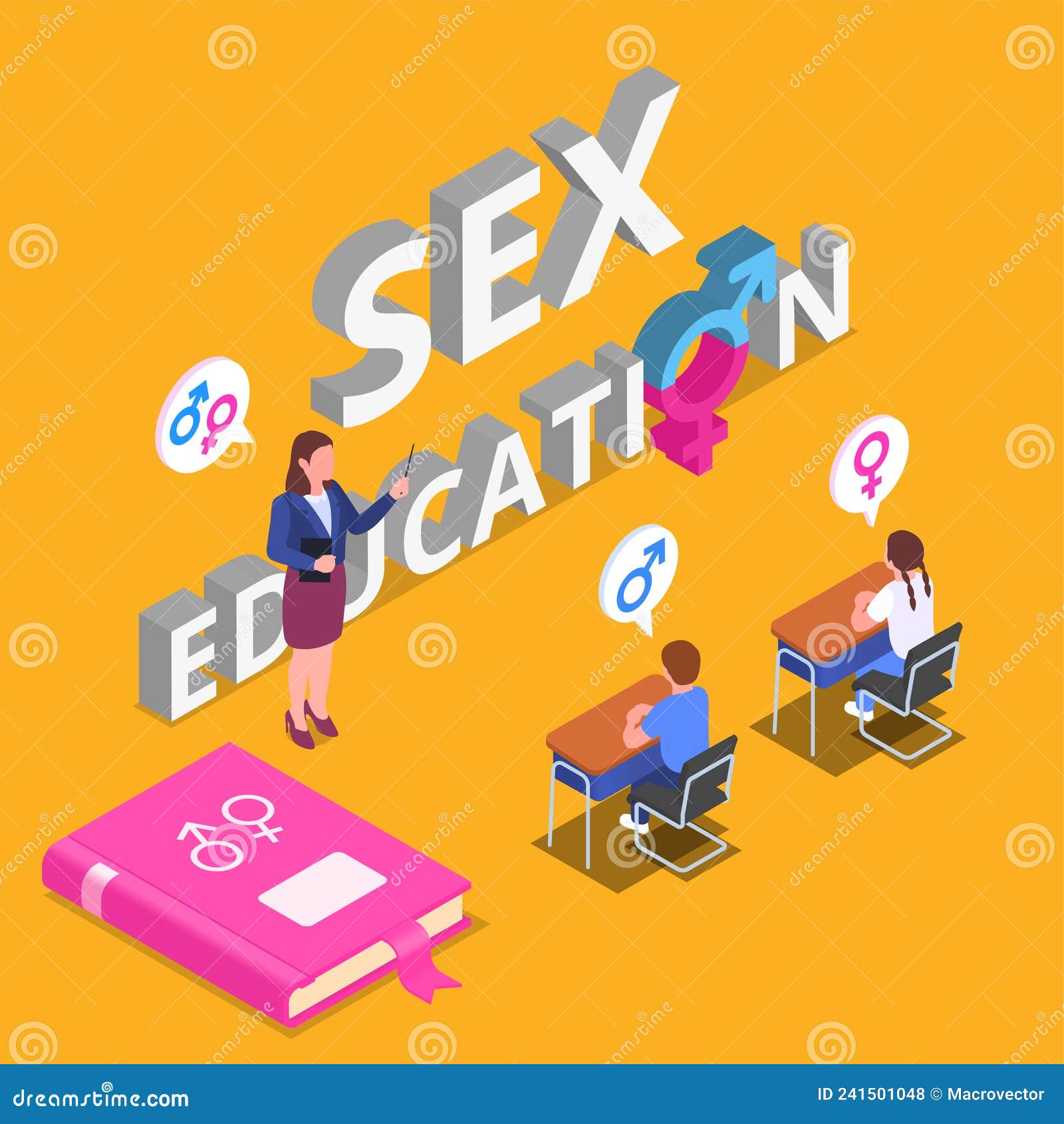 Sex Education Isometric Concept Stock Vector Illustration Of Medical