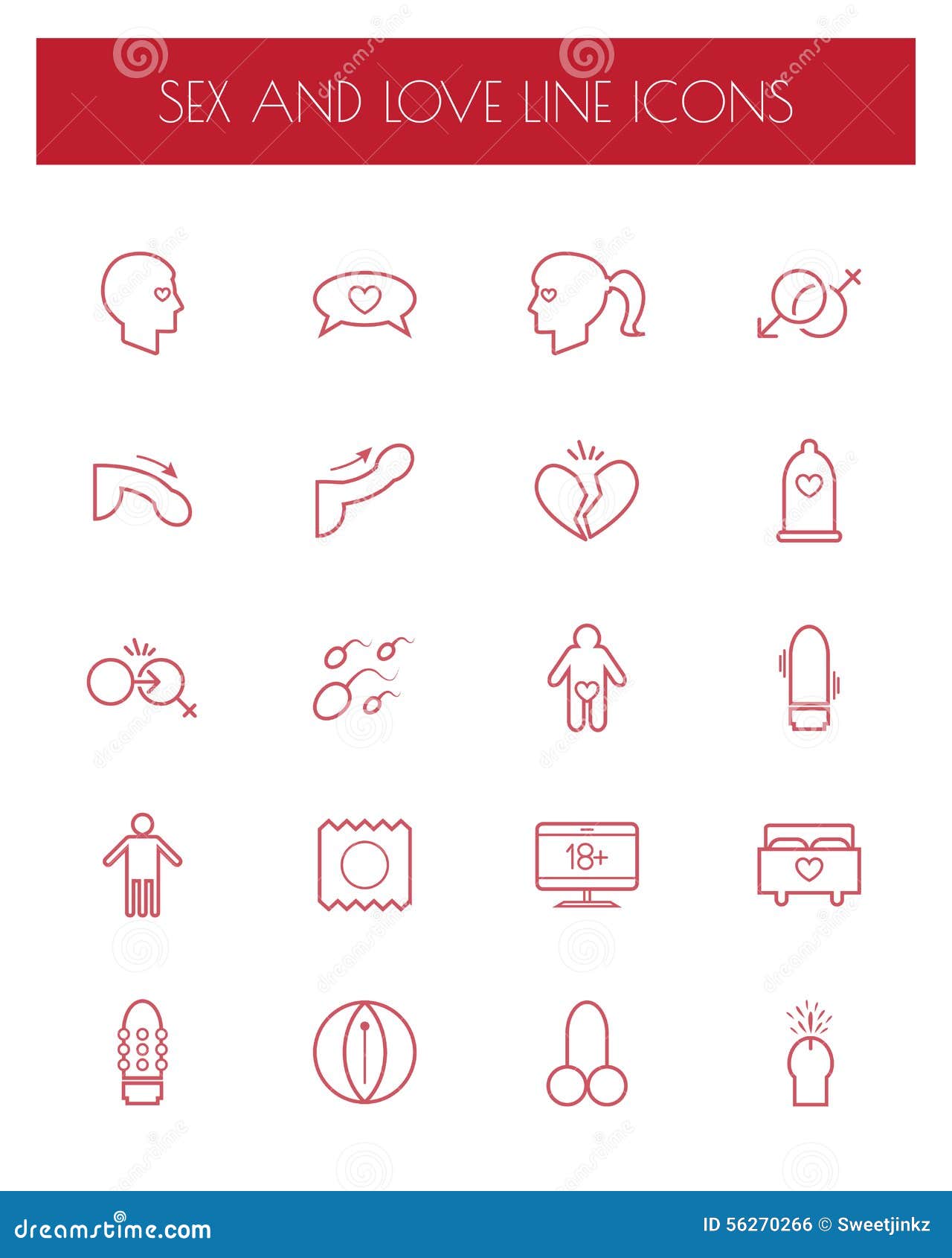 Sex And Love Line Icons Set Stock Vector Illustration Of Elements
