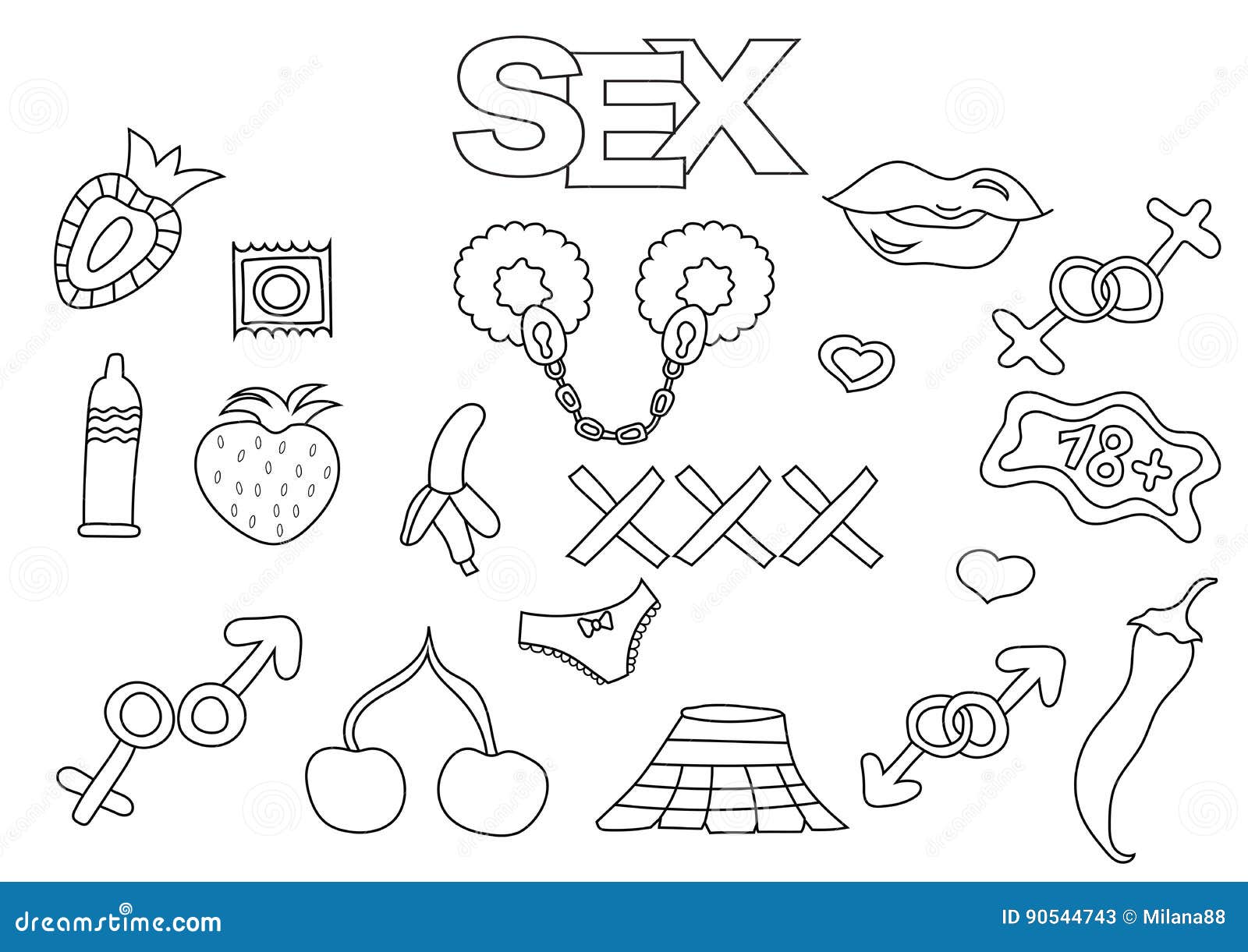 Sex And Elements Hand Drawn Set Coloring Book Template Stock Vector Illustration Of Outlined