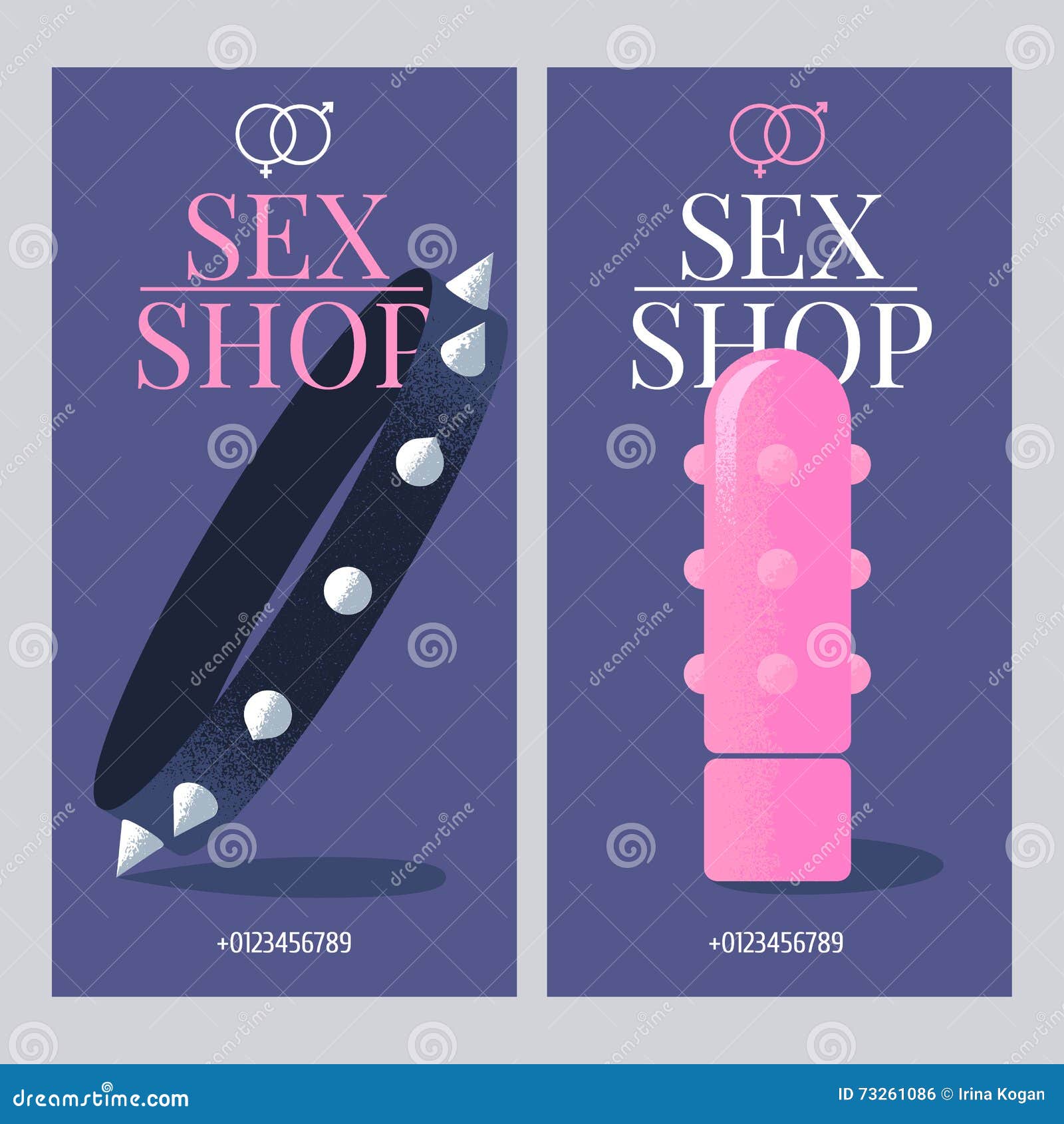 Sex Shop Vector Flyer Template Set Stock Vector Illustration Of