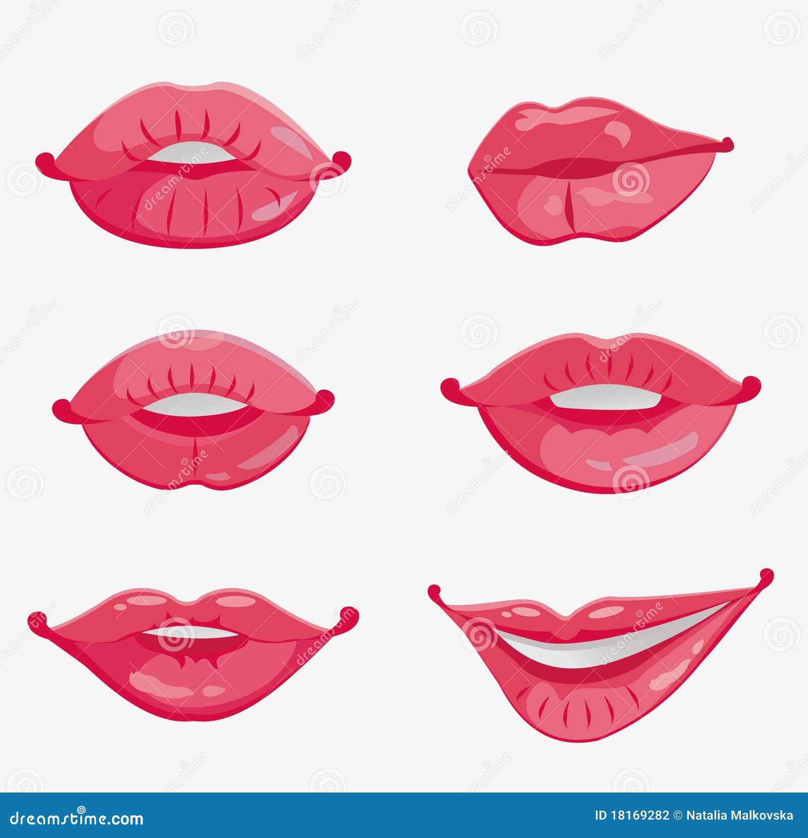 Sex Of Six Pink Female Lips Stock Vector Illustration Of Lips Glossy