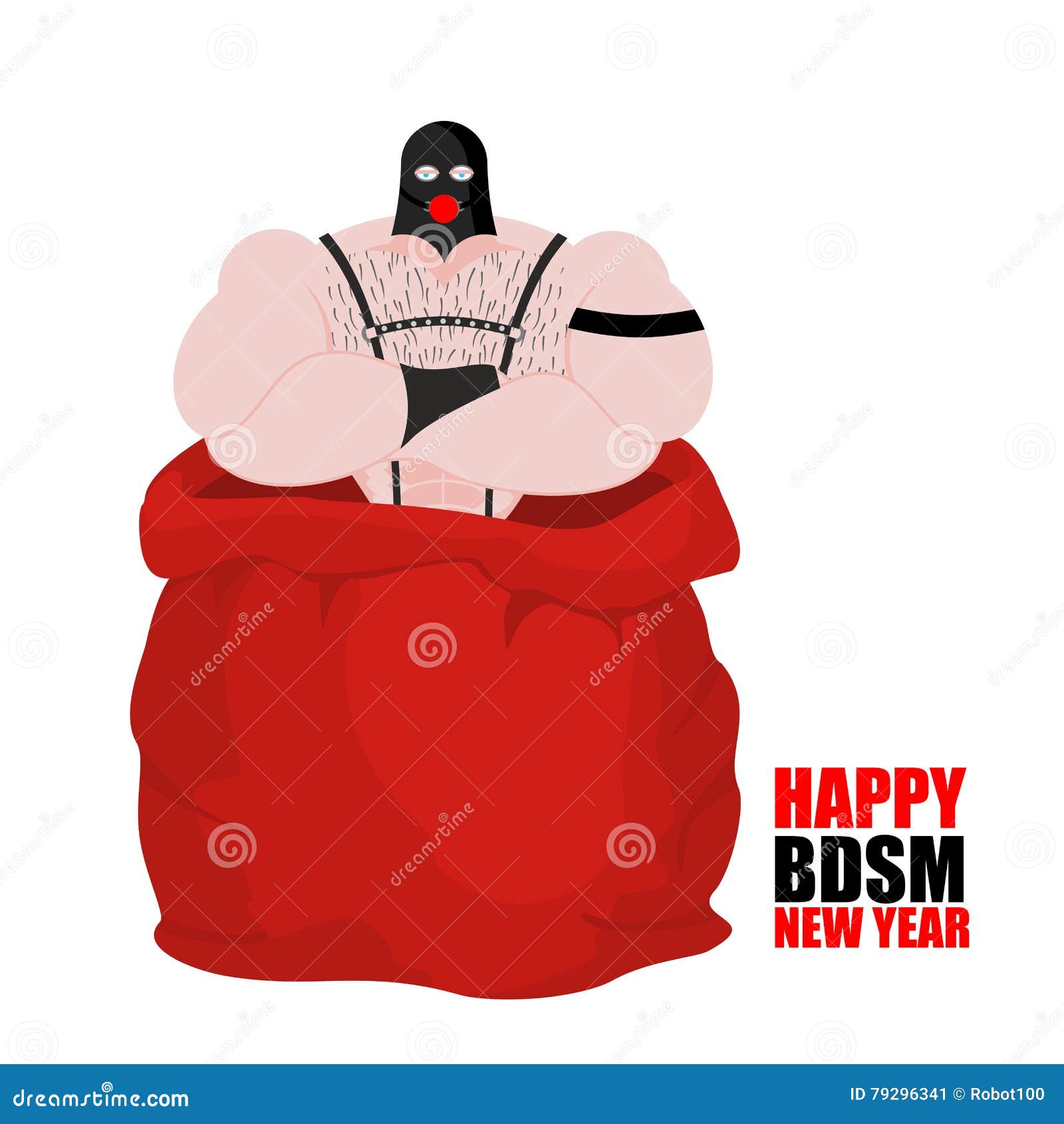 Sex Slave In Red Sack Of Santa Claus Bdsm Happy New Year Stock Vector