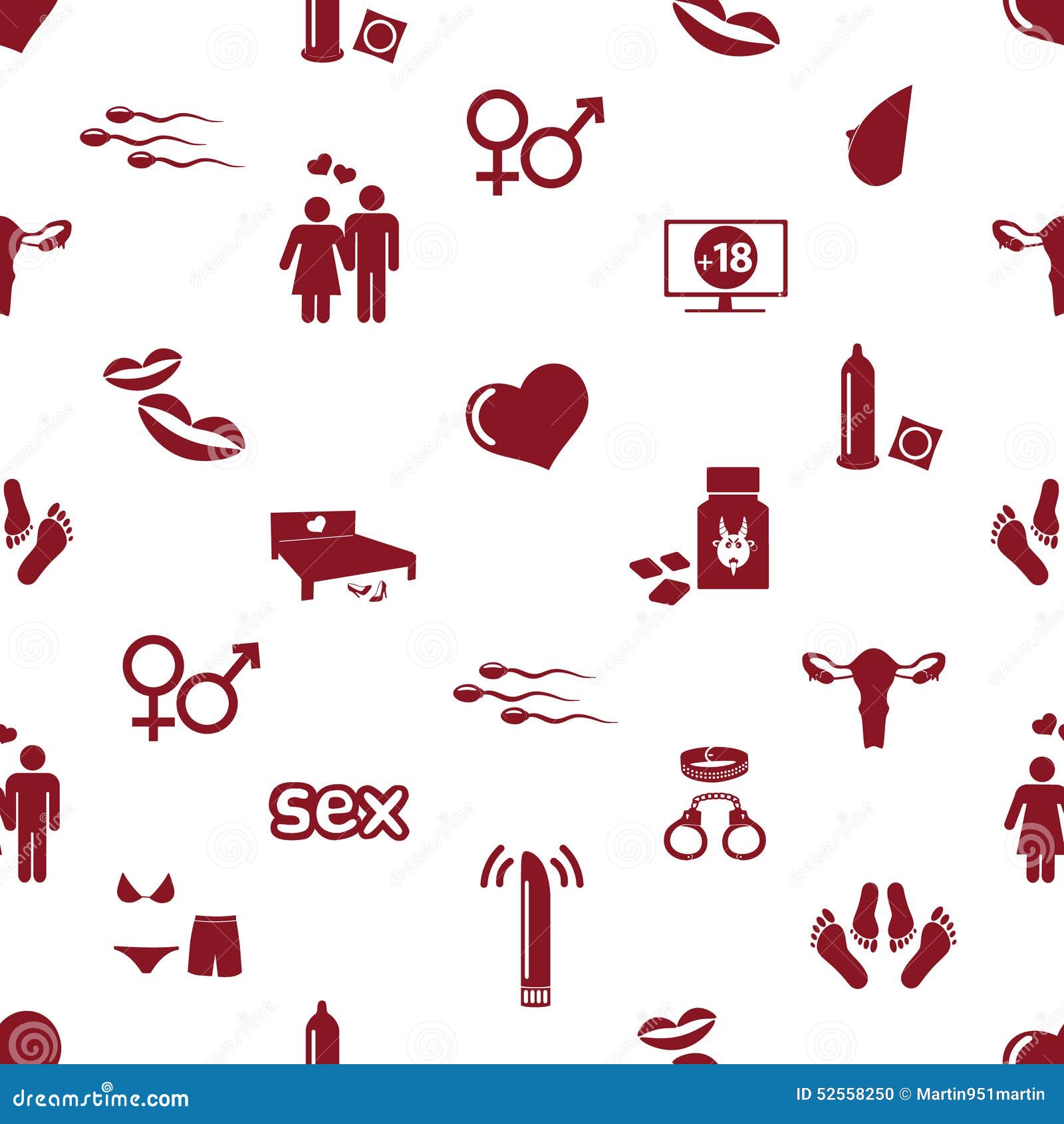 Sex Theme Simple Red Icons Seamless Pattern Stock Vector Image 52558250