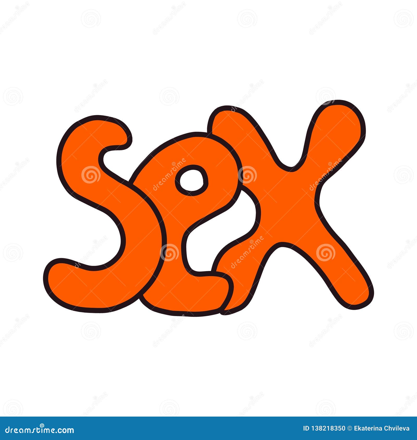 Sex Word Hand Drawn Lettering Red Color In Cartoon Style Stock Vector Illustration Of Process 0984