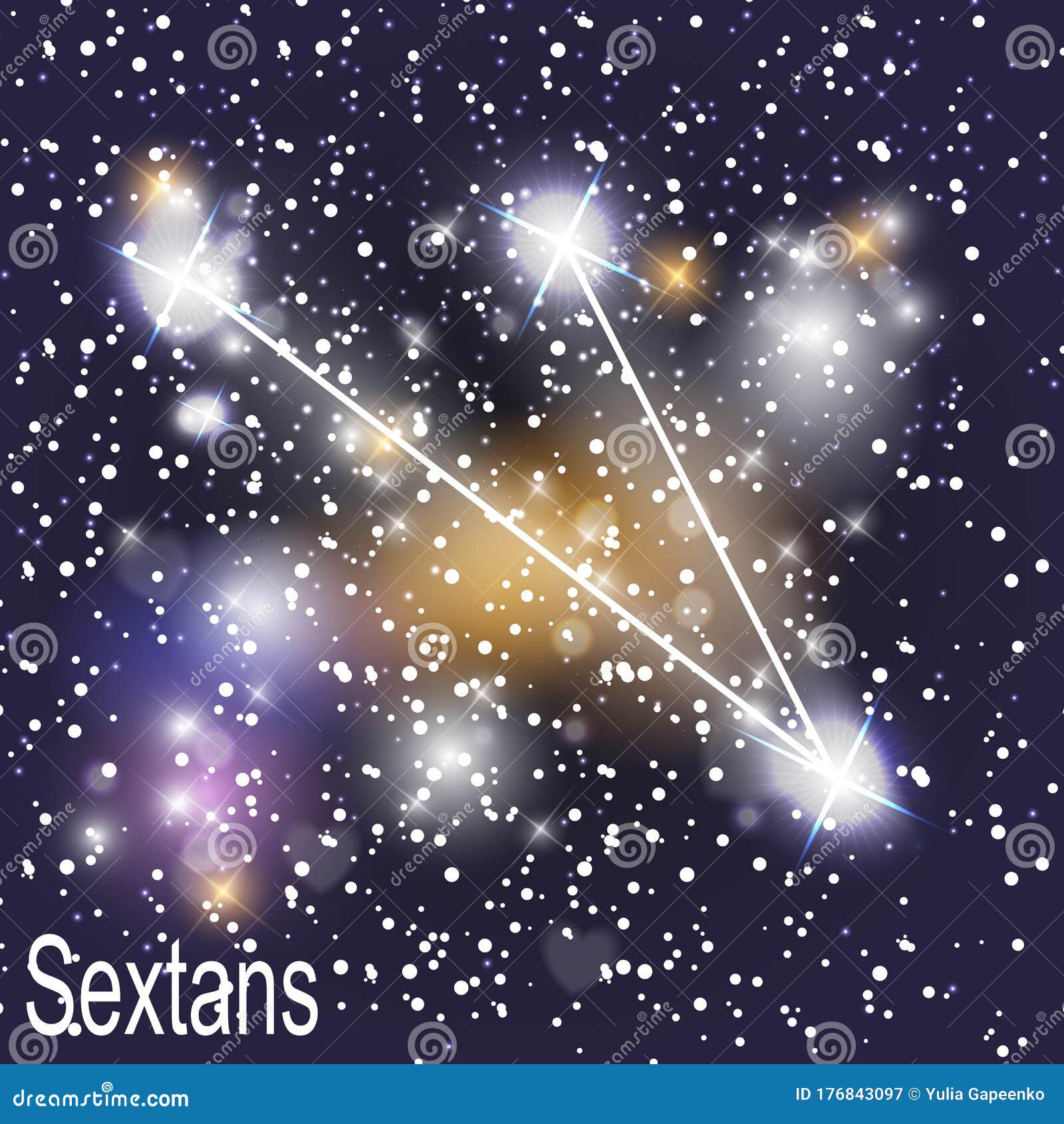 Sextans Constellation. Stars In The Night Sky. Cluster Of Stars And ...