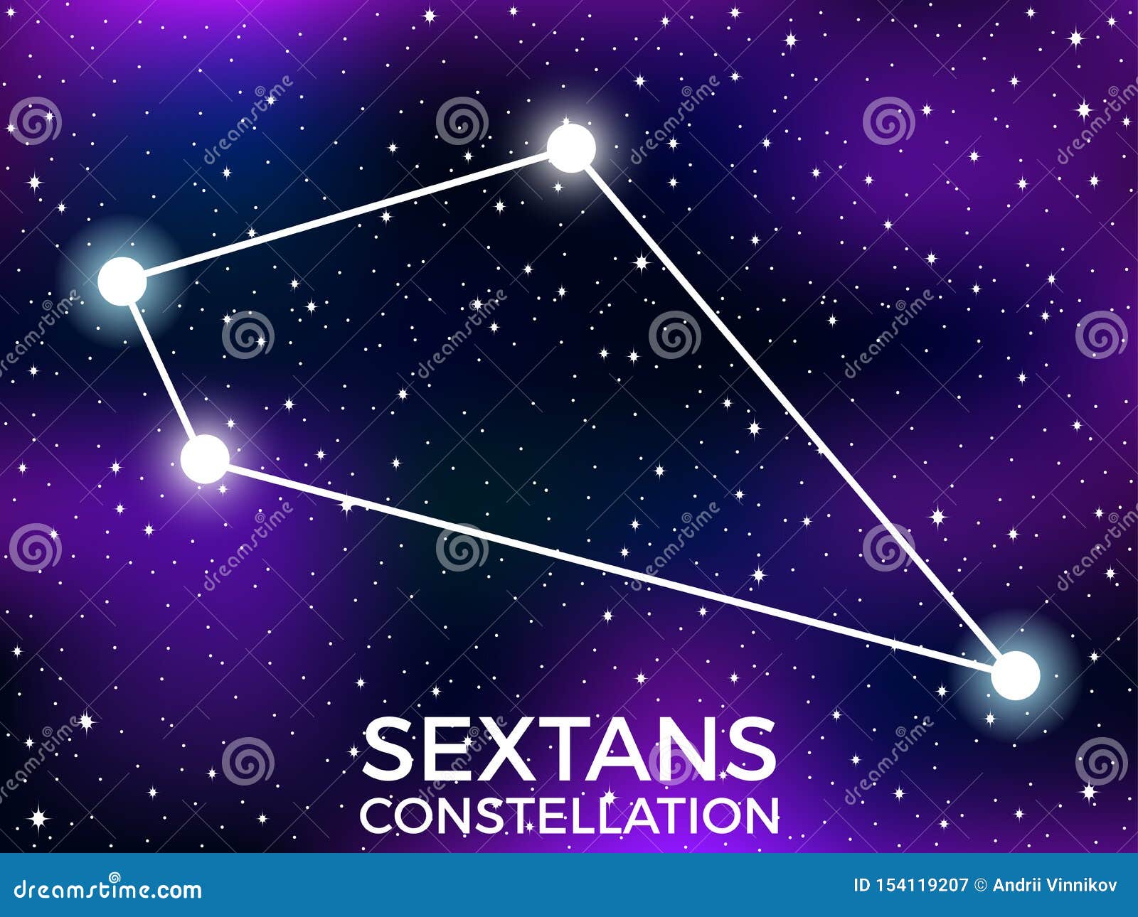 Sextans The Sextant Constellation Map On A Starry Space Background. Stars Relative Sizes And ...